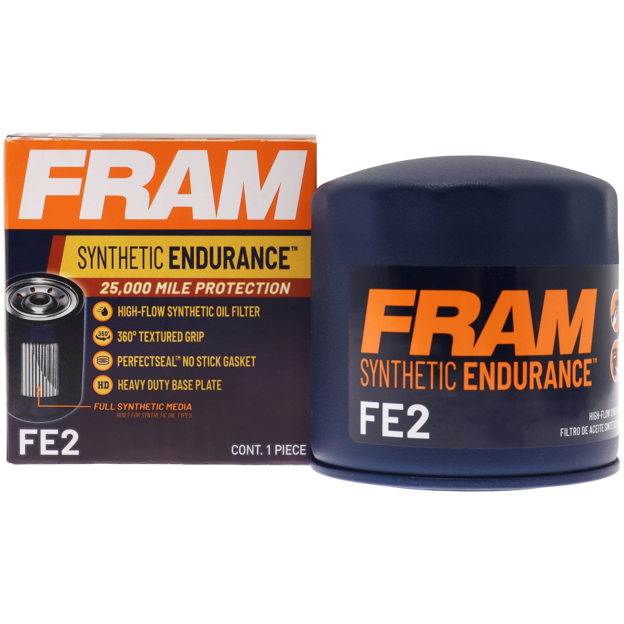 FRAM Synthetic Endurance FE2, 25K mile Premium Spin-on Oil Filter for Synthetic Oils Fits select ...