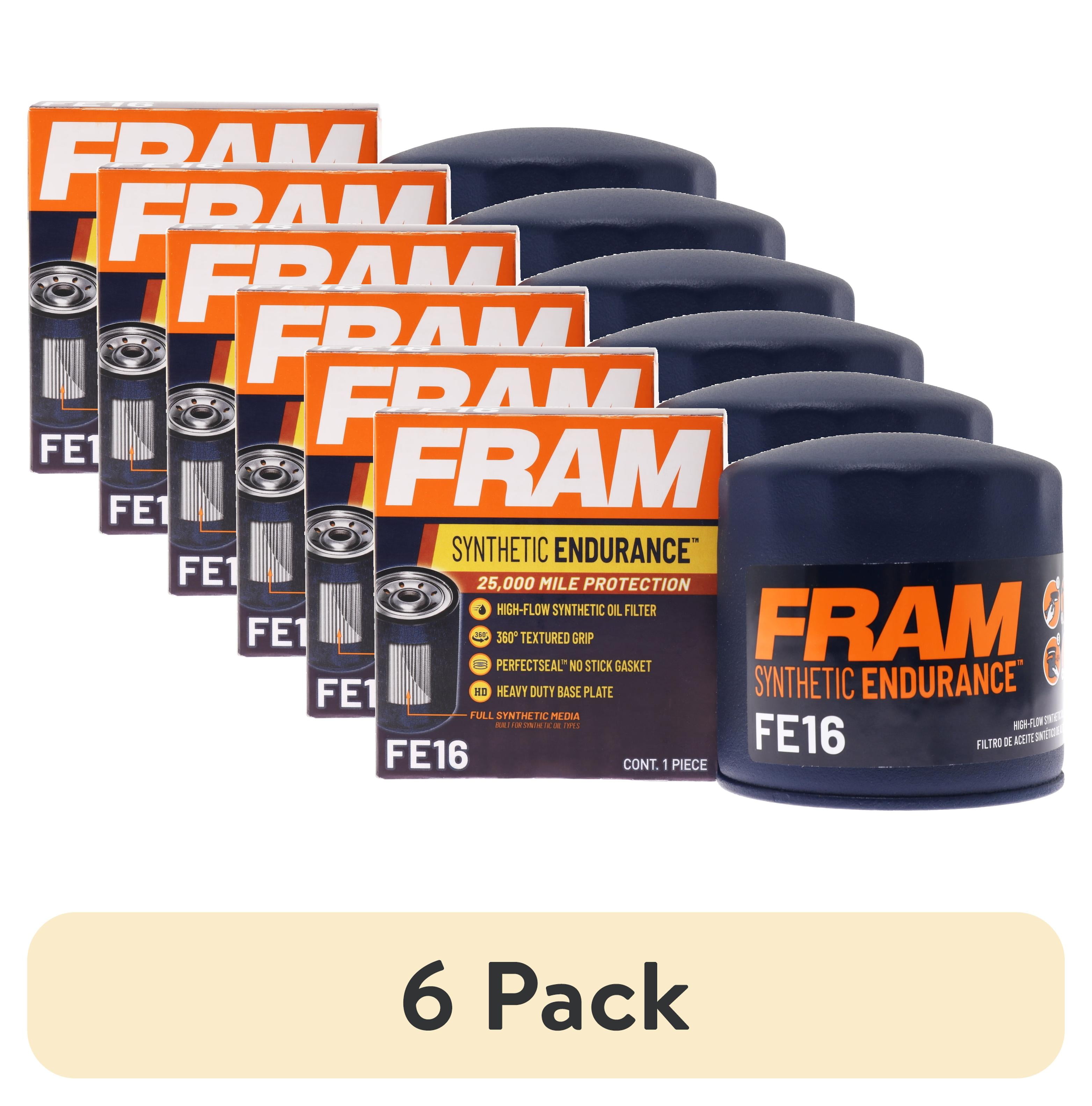 (6 pack) FRAM Synthetic Endurance Premium Oil Filter, FE16, 25K Miles ...