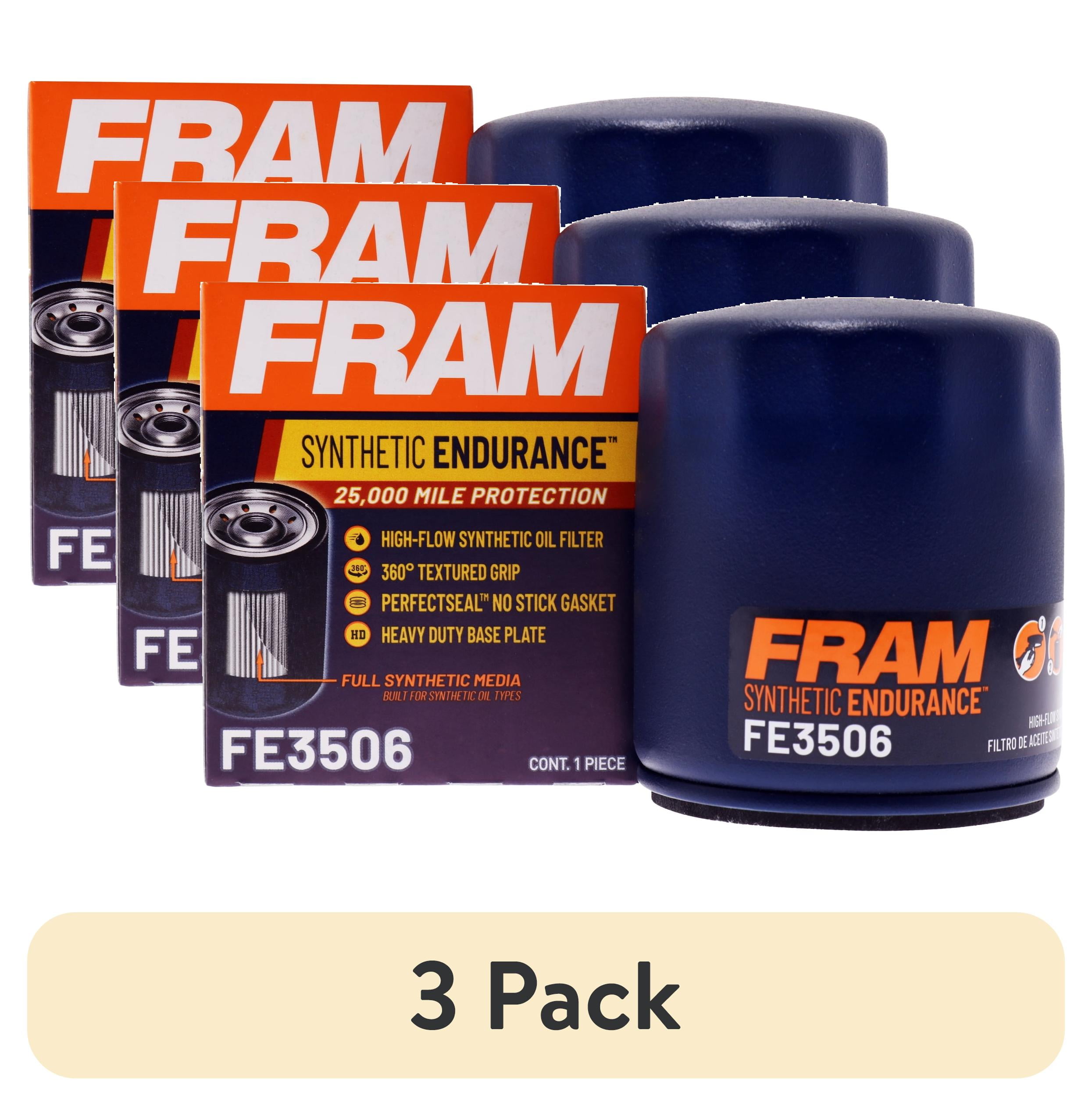 (3 pack) FRAM Synthetic Endurance Premium Oil Filter, FE3506, 25K Miles ...