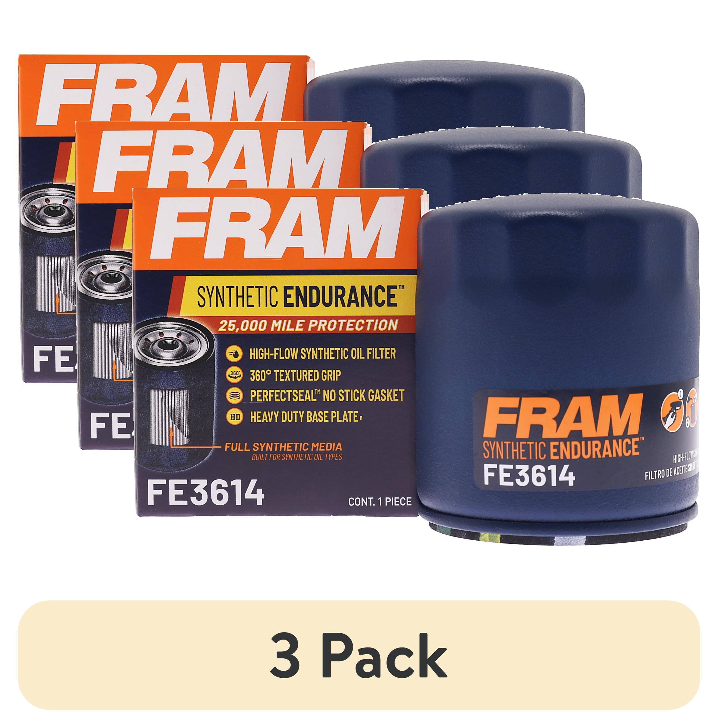 (3 pack) FRAM Synthetic Endurance Premium Oil Filter, FE3614, 25K Miles ...
