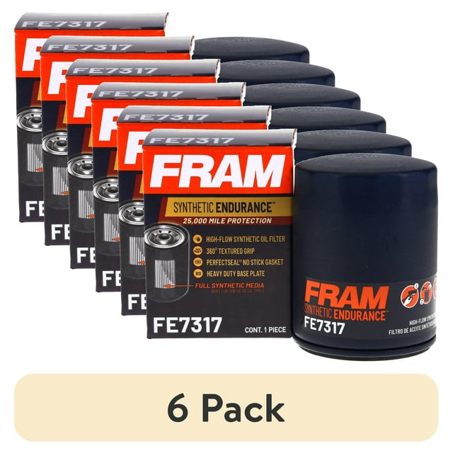 (6 pack) FRAM Synthetic Endurance Premium Oil Filter, FE7317, 25K Miles ...