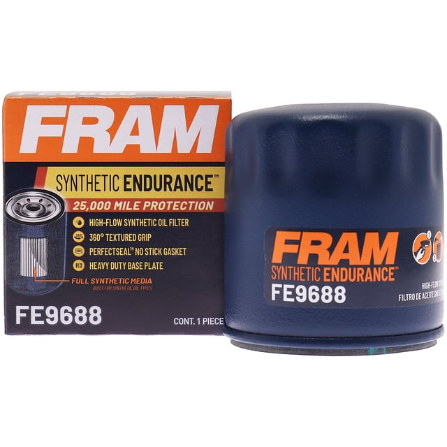 FRAM Synthetic Endurance Premium Oil Filter, FE9688, 25K mile ...
