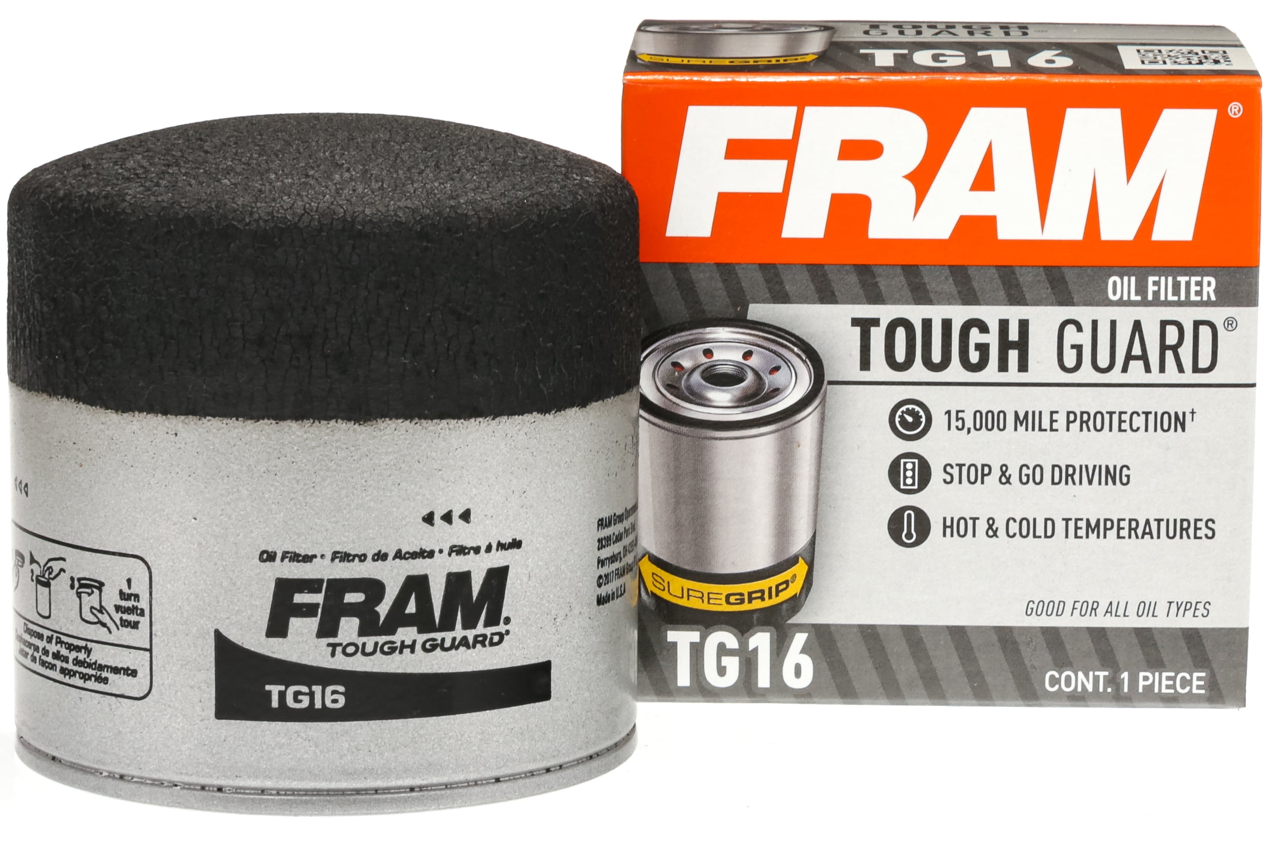FRAM Tough Guard Oil Filter TG16 for 15,000 Mile Protection for Select ...