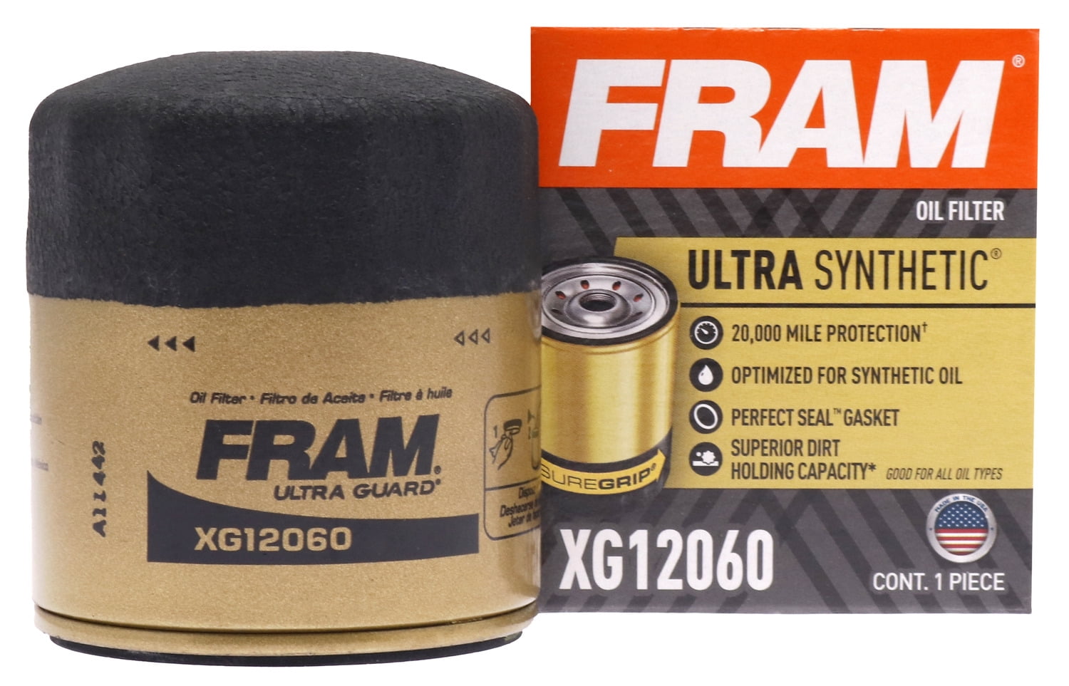 FRAM Ultra Synthetic Oil Filter, XG12060, 20K mile Replacement Engine ...
