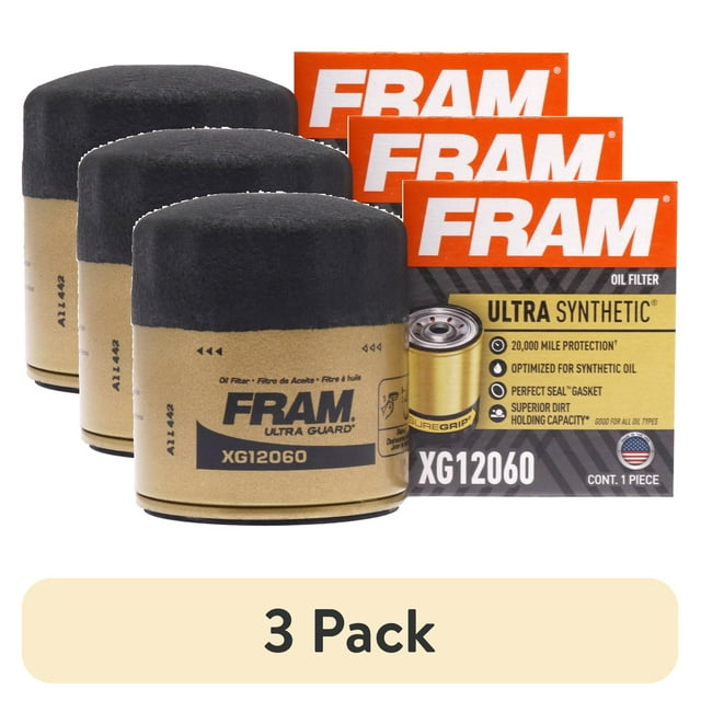(3 pack) FRAM Ultra Synthetic Oil Filter, XG12060, 20K mile Replacement ...