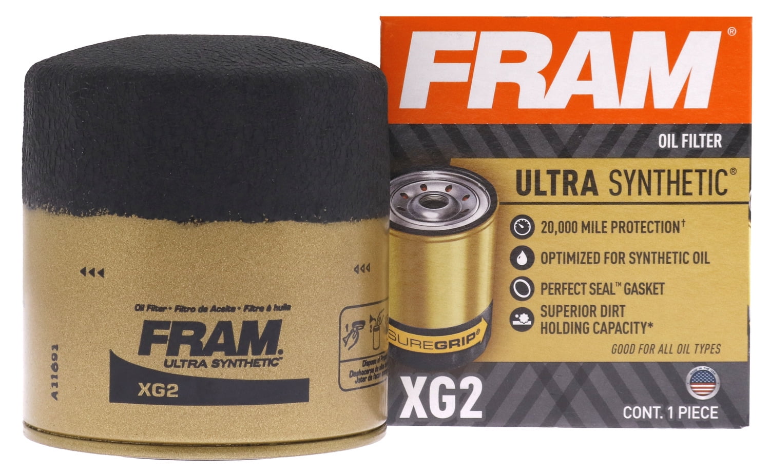 FRAM Ultra Synthetic Oil Filter, XG2, 20K mile Replacement Filter for ...