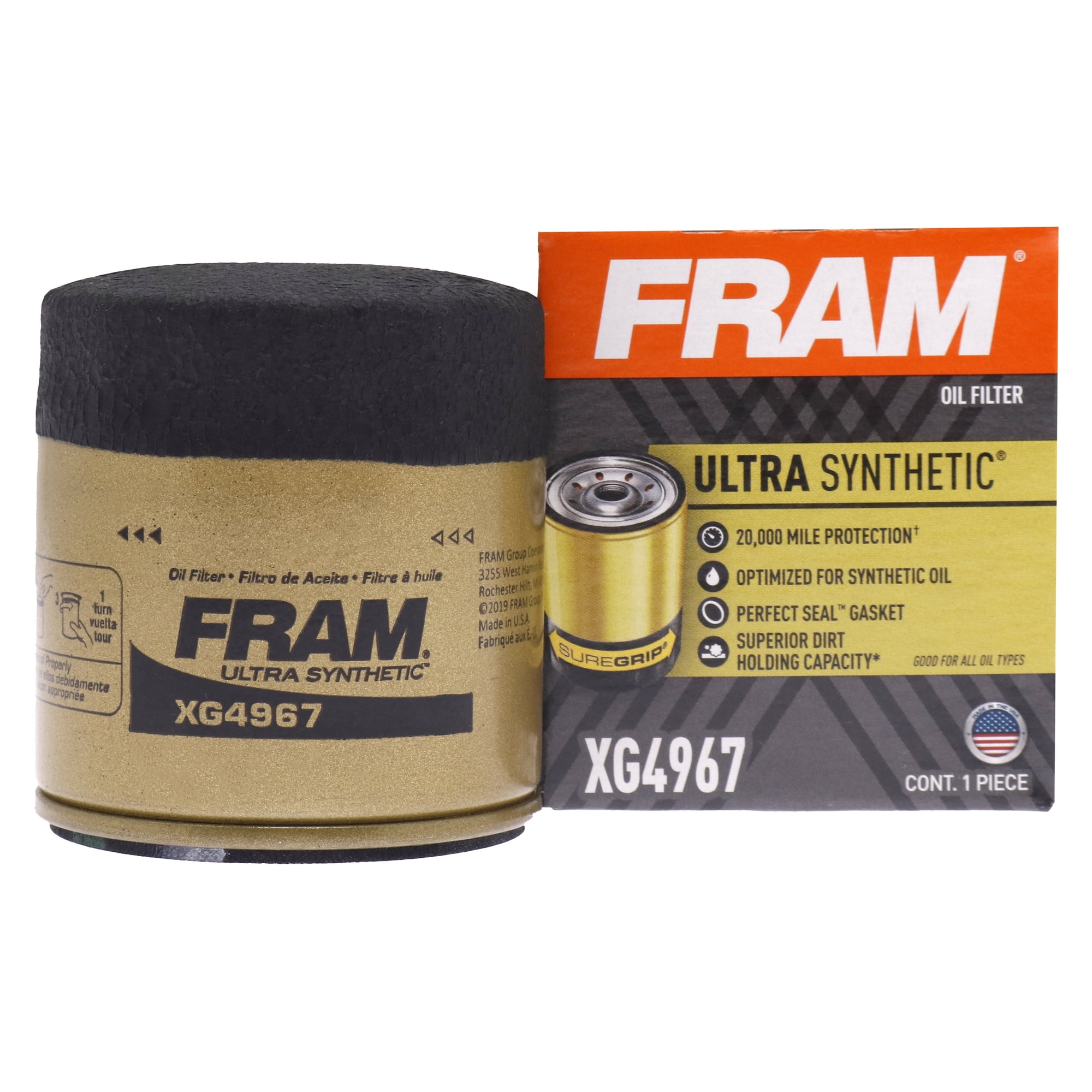 FRAM Ultra Synthetic Oil Filter, XG4967, 20K mile Replacement Filter ...