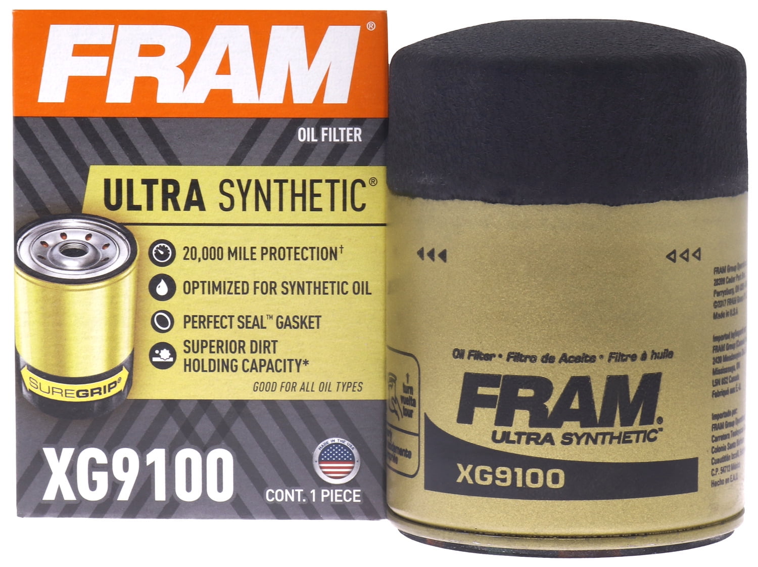 FRAM Ultra Synthetic Oil Filter, XG9100, 20K Mile Replacement for ...