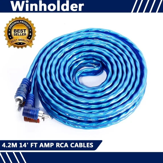 FRAME- 4.2M Rca Amp Cable Car Audio Amp Sub Wiring Blue Inter Connect ...