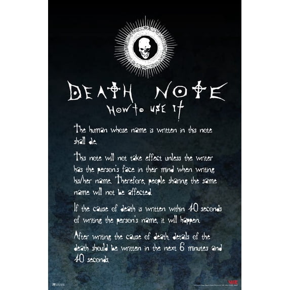 NO FRAME Death Note Poster - Anime Merch for Room Decor, Aesthetic ...