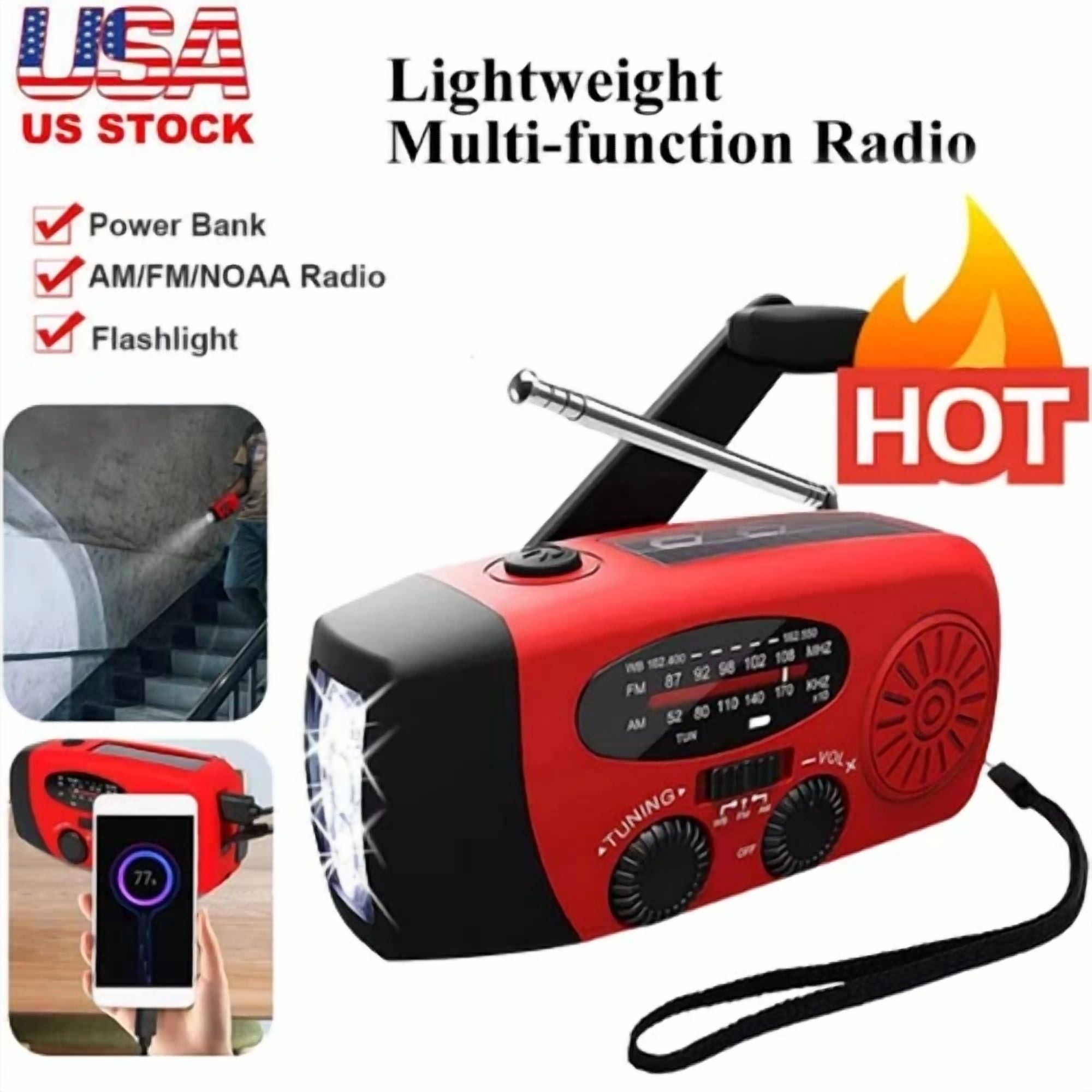 FRAME- Emergency Hand Crank Radio With Led Flashlight Portable Radio ...