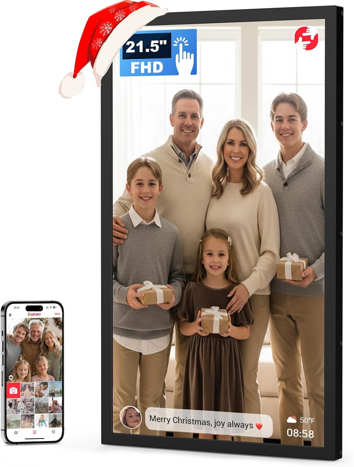 FRAMEO 21.5 Inch Touchscreen Large Digital Photo Frame, 1920x1080 WiFi ...