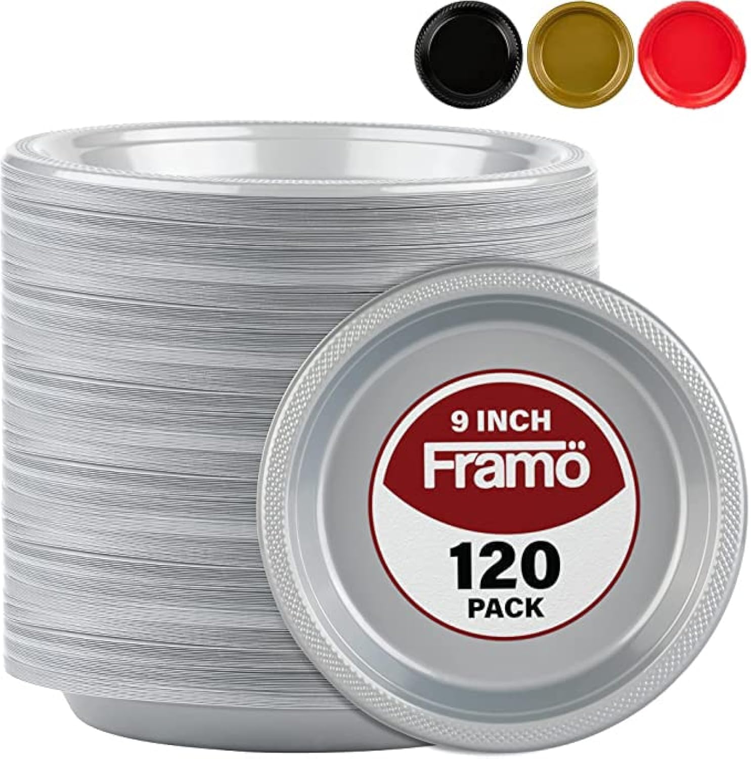 FRAMO Disposable Plastic Plates, Pack of AFN1120-9-Inch Round Plastic ...