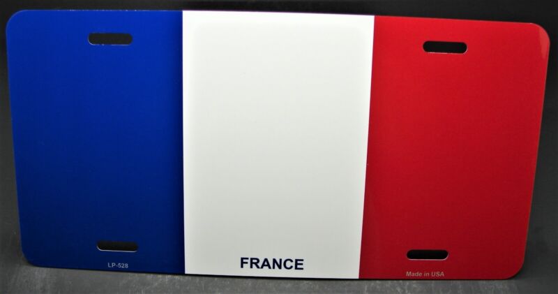 FRANCE FLAG METAL CAR NOVELTY LICENSE PLATE AUTO TAG TRICOLORE FRENCH ...