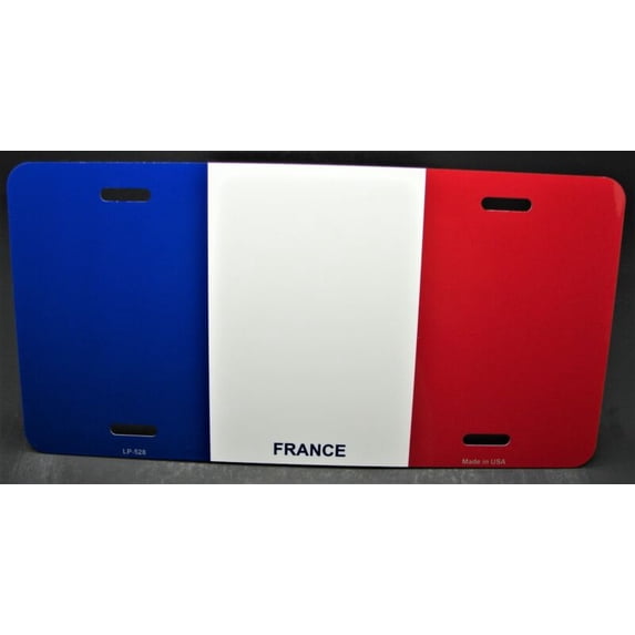 FRANCE FLAG METAL CAR NOVELTY LICENSE PLATE AUTO TAG TRICOLORE FRENCH ...