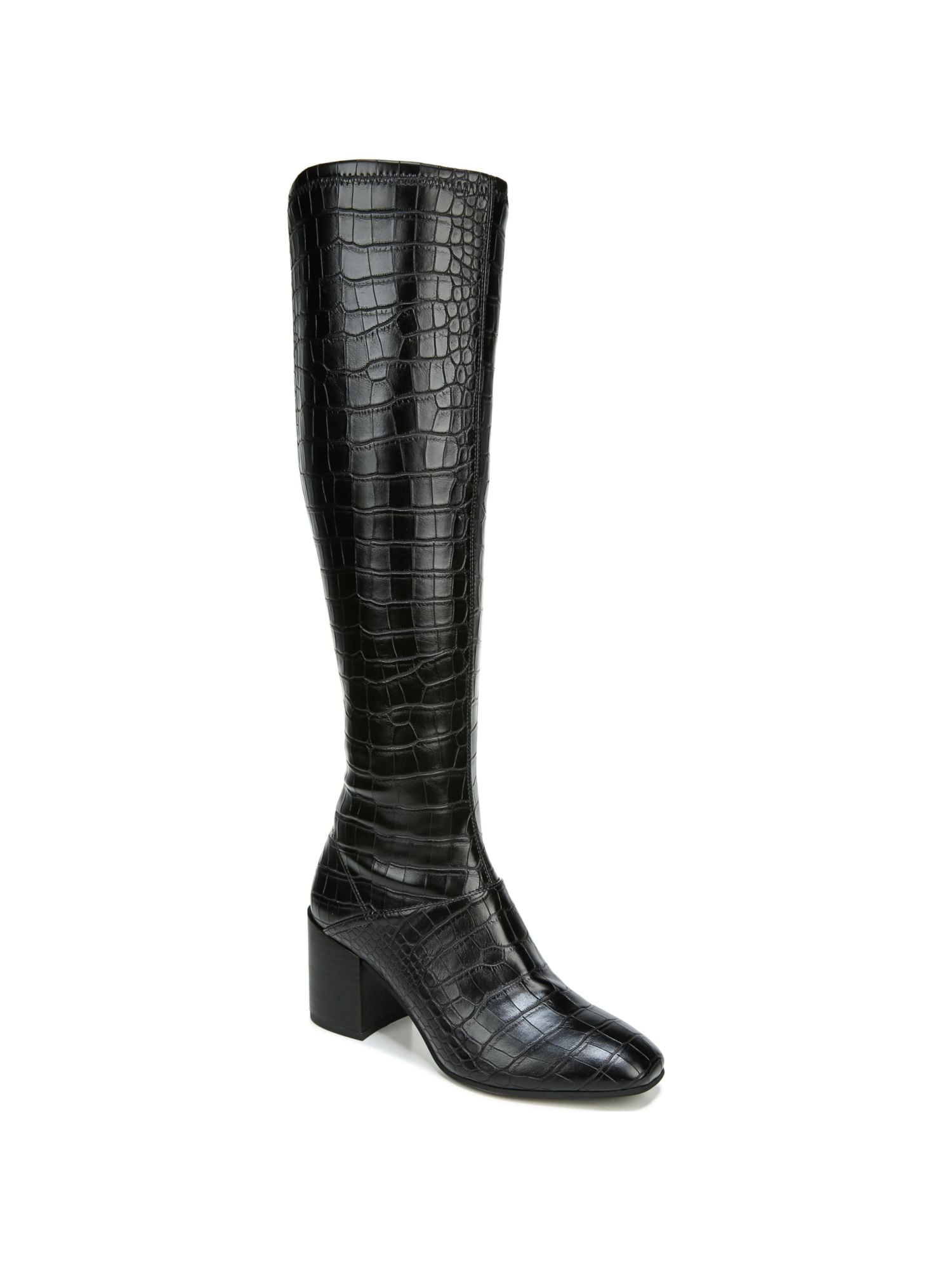 FRANCO SARTO Womens Black Crocodile Padded Tribute Square Toe Block Heel Zip-Up Dress Boots 8 M ...