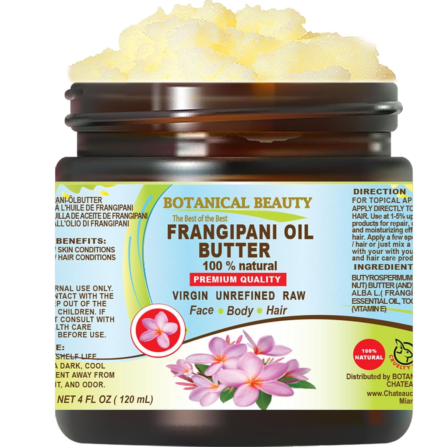 FRANGIPANI OIL BUTTER 100% Natural 4 Fl.oz.- 120 ml. Frangipani Oil in ...