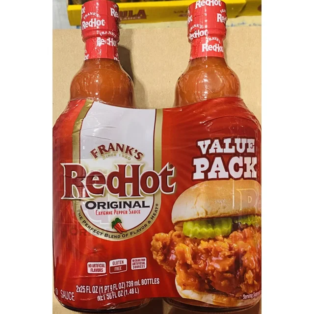 FRANKS RED HOT ORIGINAL Cayenne Pepper Sauce VALUE PACK - 2 PACK 25 oz ...