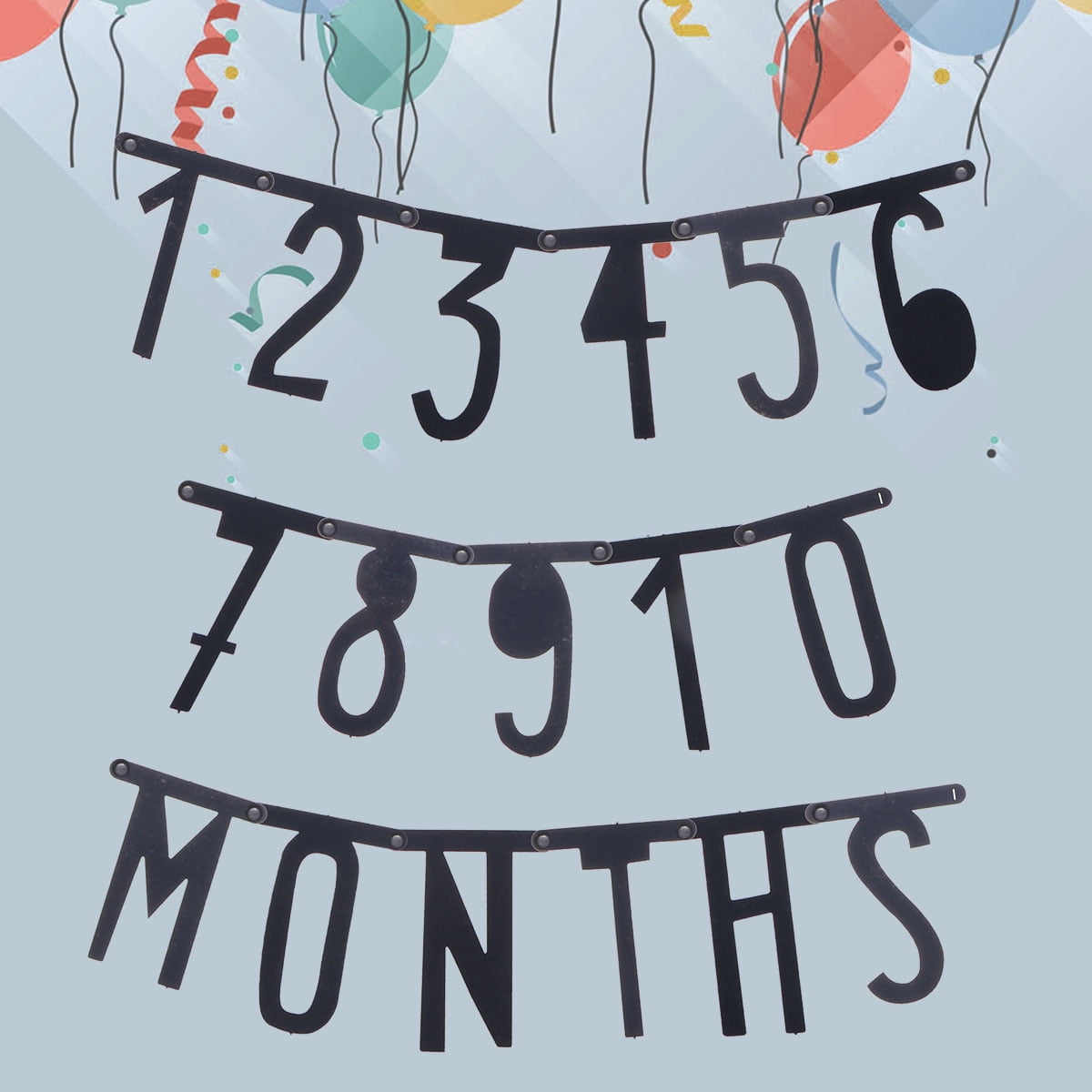 FRCOLOR 1-10 Months Black Letters Pattern Felt Banner Birthday Bunting ...