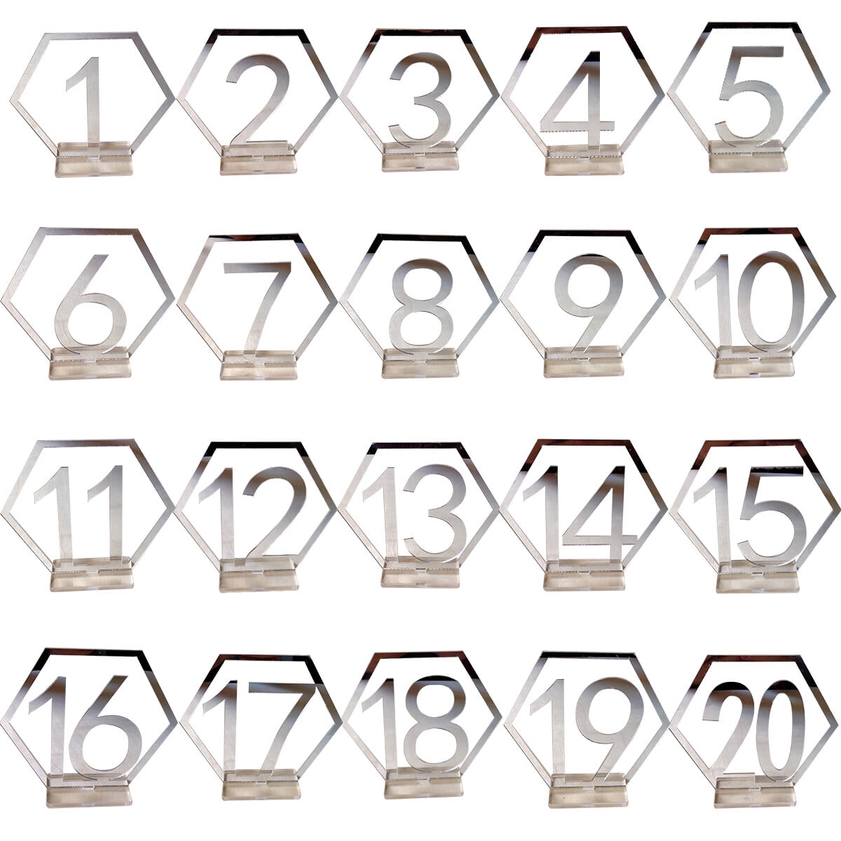 Elegant Acrylic Mirror Table Numbers for Wedding Silver Placeholders ...