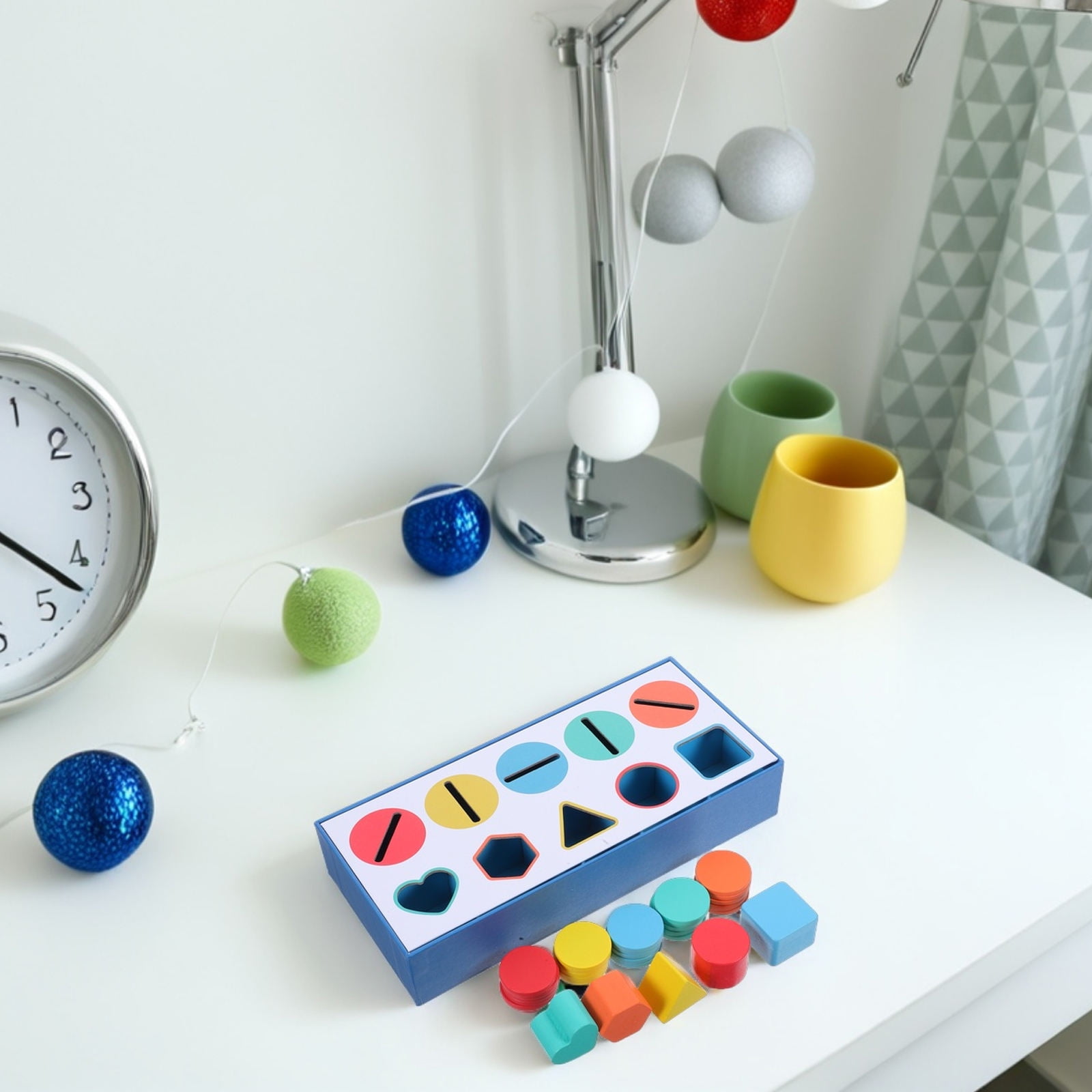 FRCOLOR Wooden Shape Sorting Box for Kids Multi Color Educational Toy ...