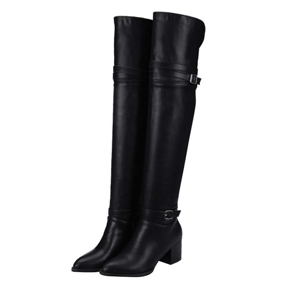 Frcolor 1 Pair Woman Boots Autumn Winter Thigh High Boots Woman Thick