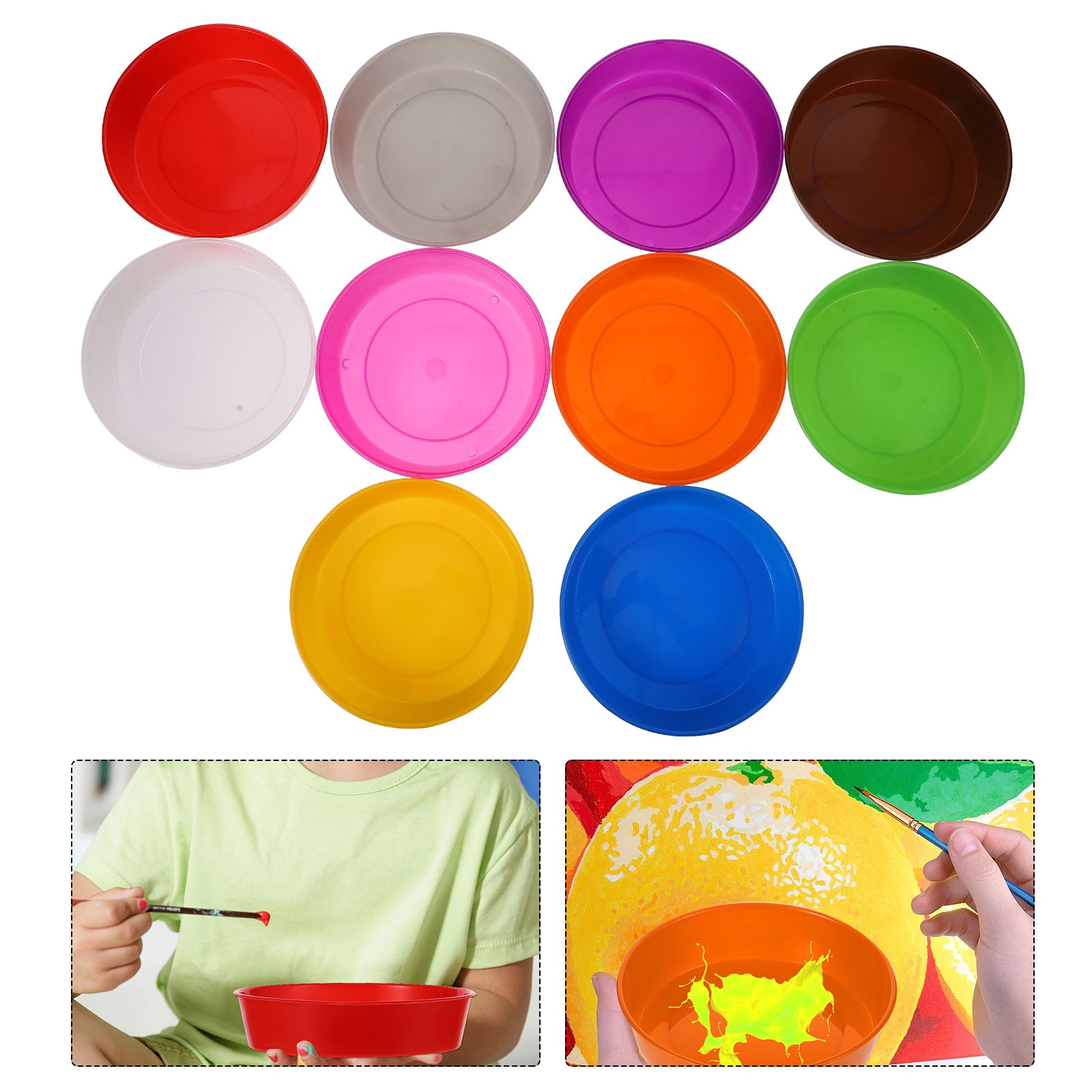 FRCOLOR 1 Set/10pcs Kids Paint Tray Plastic Pigment Plate Color Mixer ...