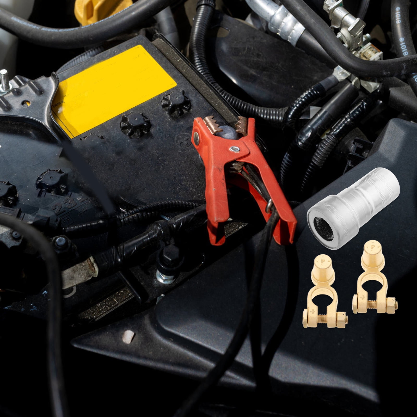 FRCOLOR 1 Set Auto Battery Terminal Clamps Brass Battery Connectors Car ...