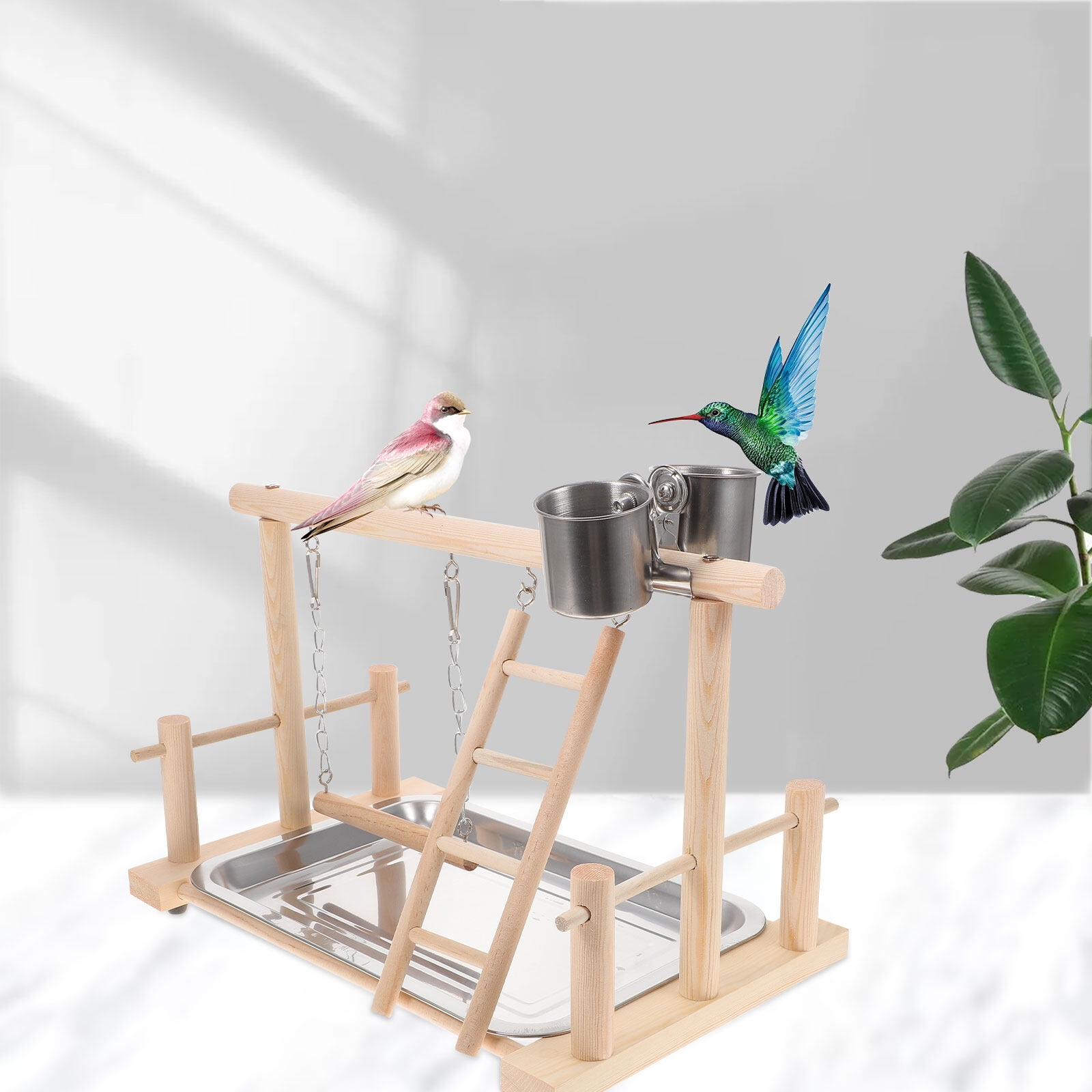 FRCOLOR 1 Set Bird Play Stand Playground Wood Gym Playpen Exercise Play ...