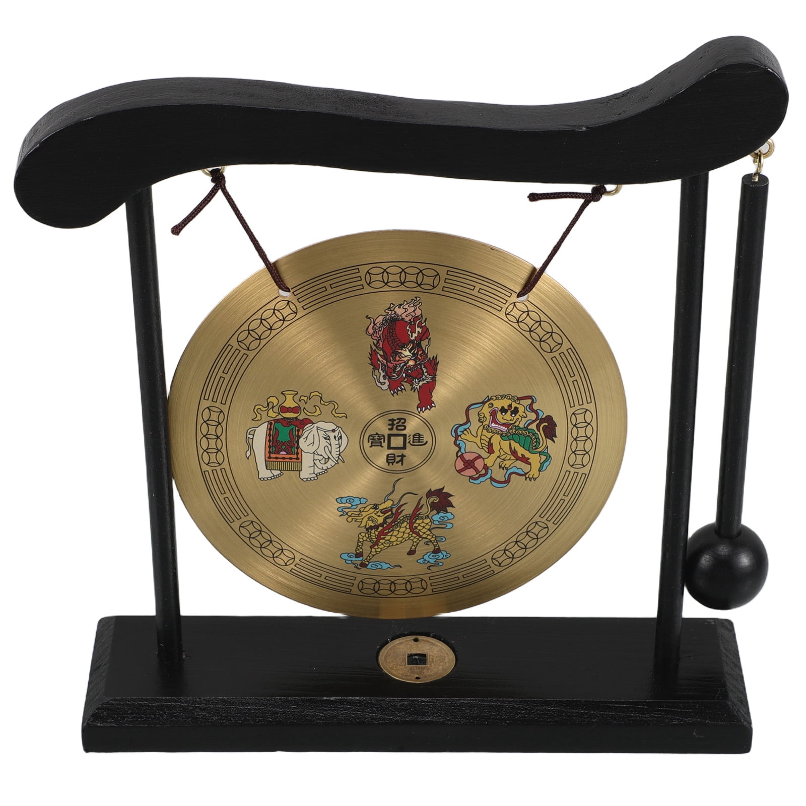 FRCOLOR Brass Gong Bell Ornament for Feng Shui Desktop Decor Elegant ...