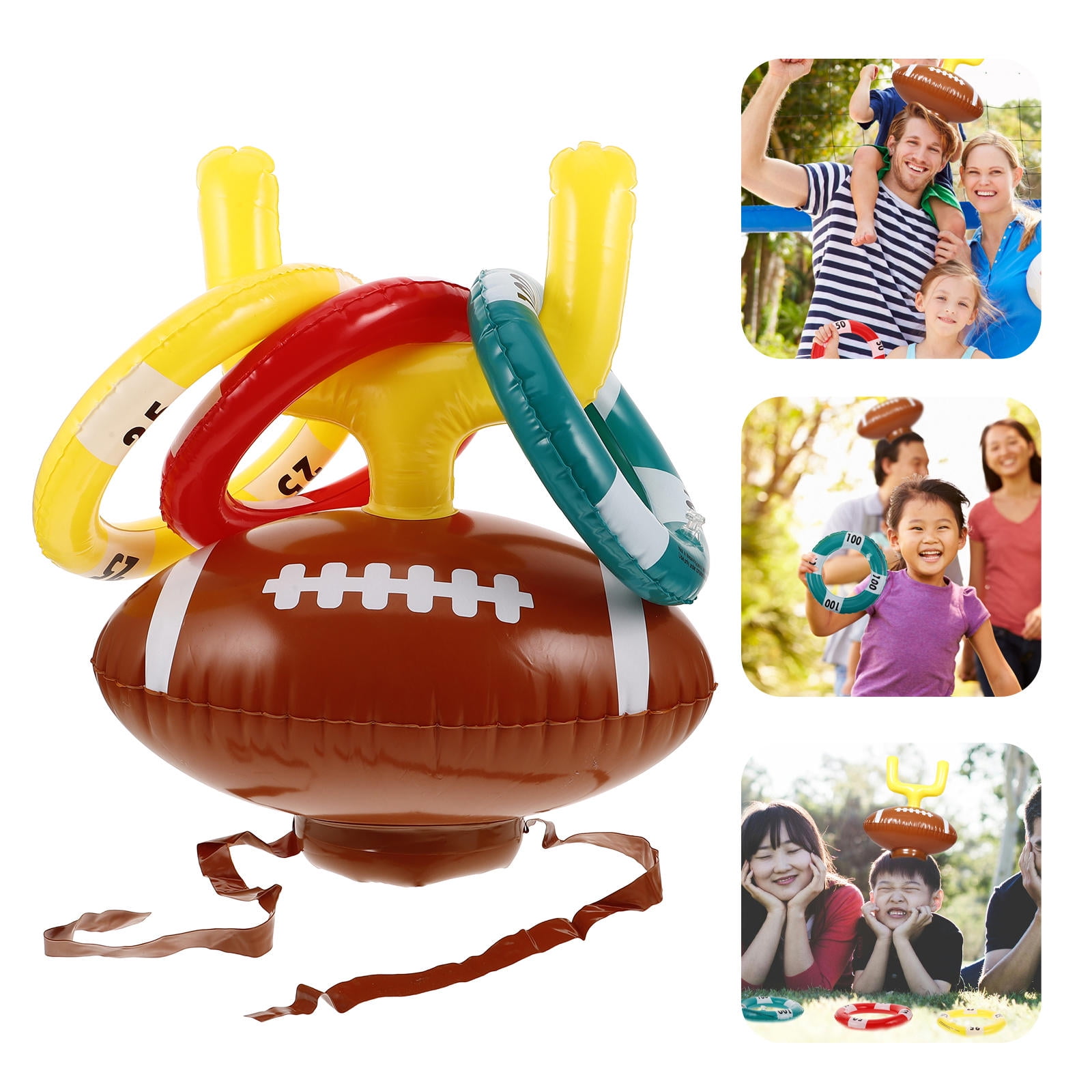 FRCOLOR 1 Set Inflatable Football Ring Toss Set Inflatable Post Ring ...