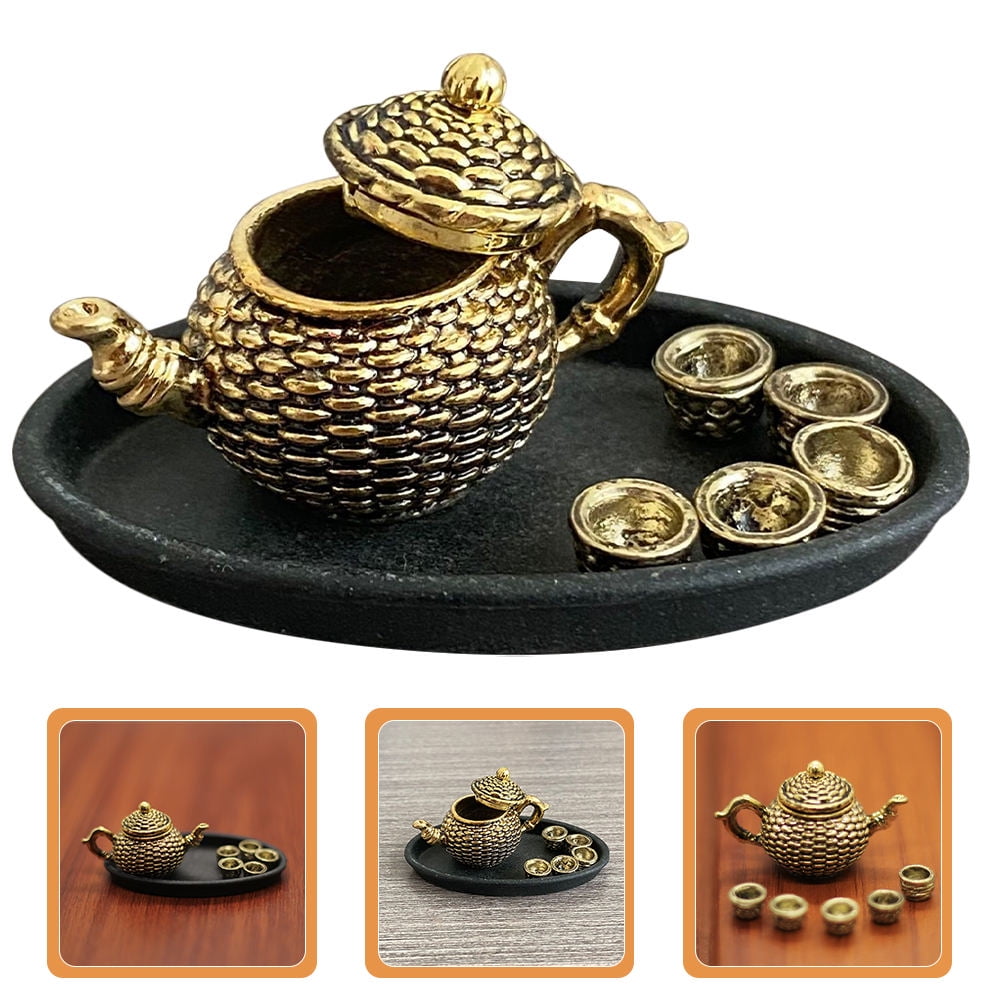 KAKOWELY Metal Miniature Tea Cup Set 1Set For Dollhouse Accessories 3 ...