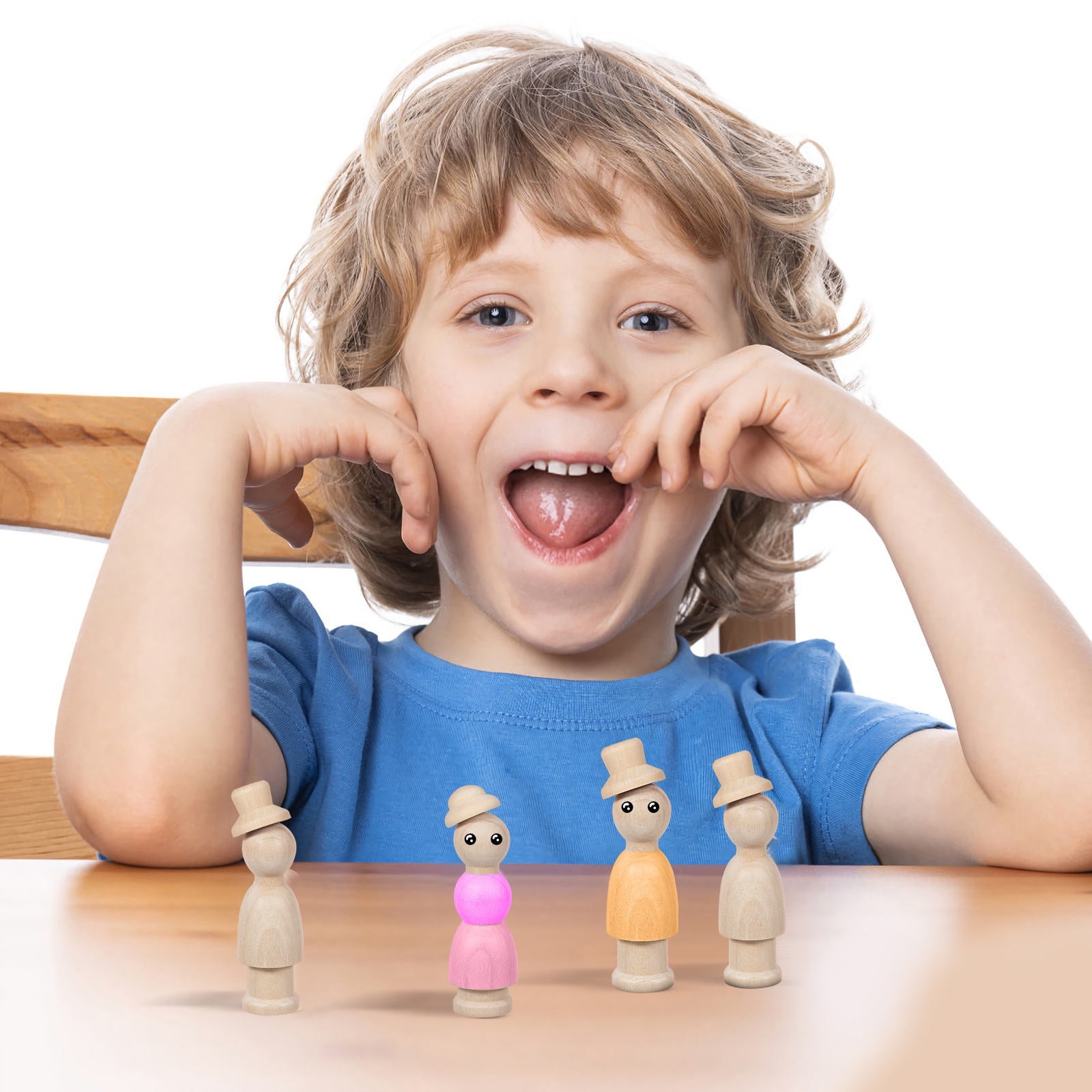 KAKOWELY Wood Peg People Wooden Peg Dolls Beige 1 Set 2.76X0.91X0.91in ...