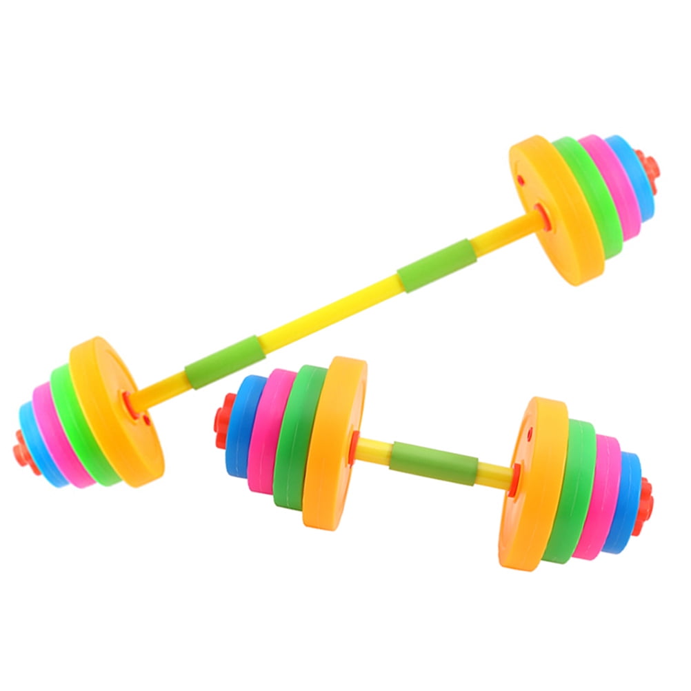 FRCOLOR 1 Set Plastic Dumbbell Kids Adjustable Barbell Kids Exercise ...