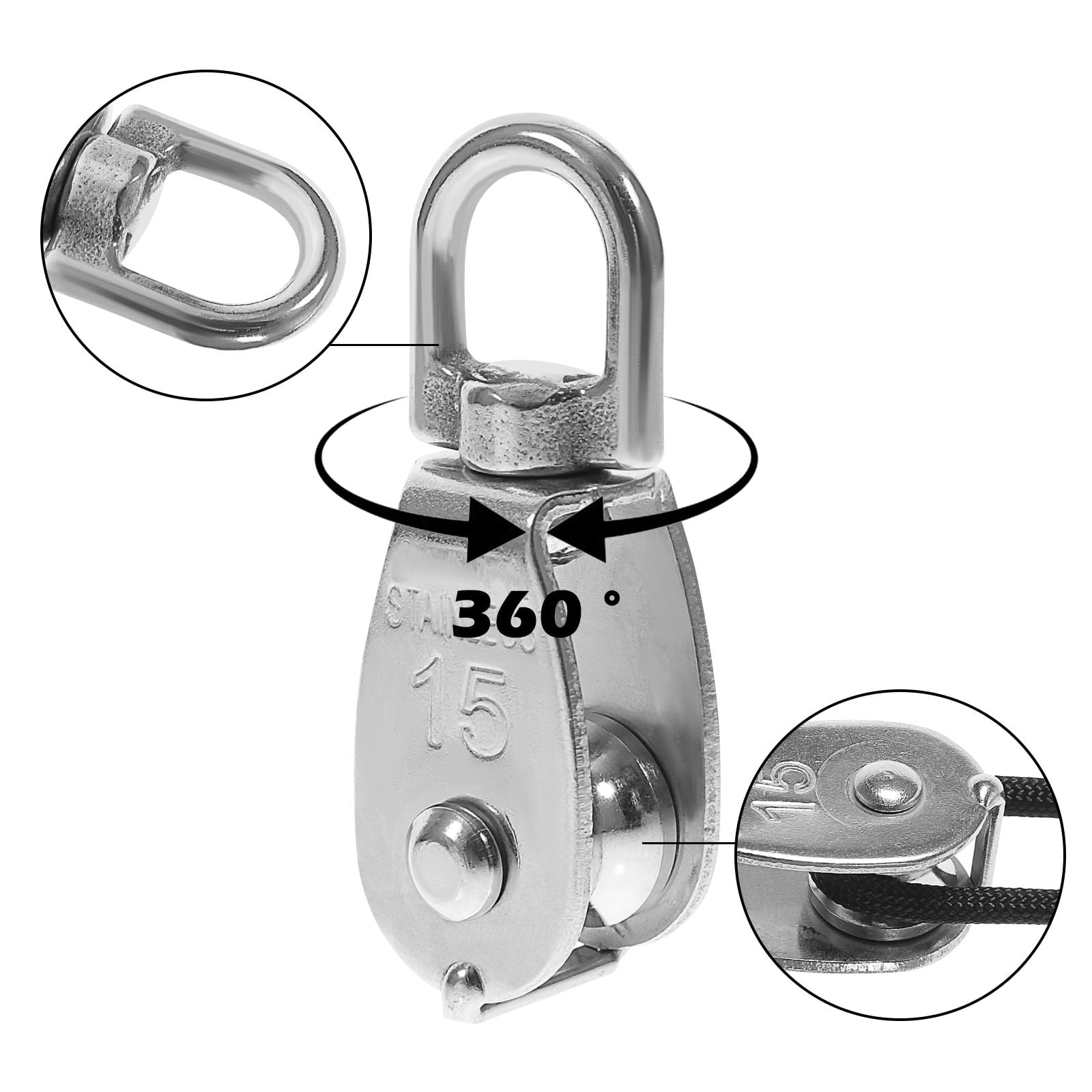 FRCOLOR 1 Set Rope Pulley System with Pulley Wheel Wire Rope Cable ...