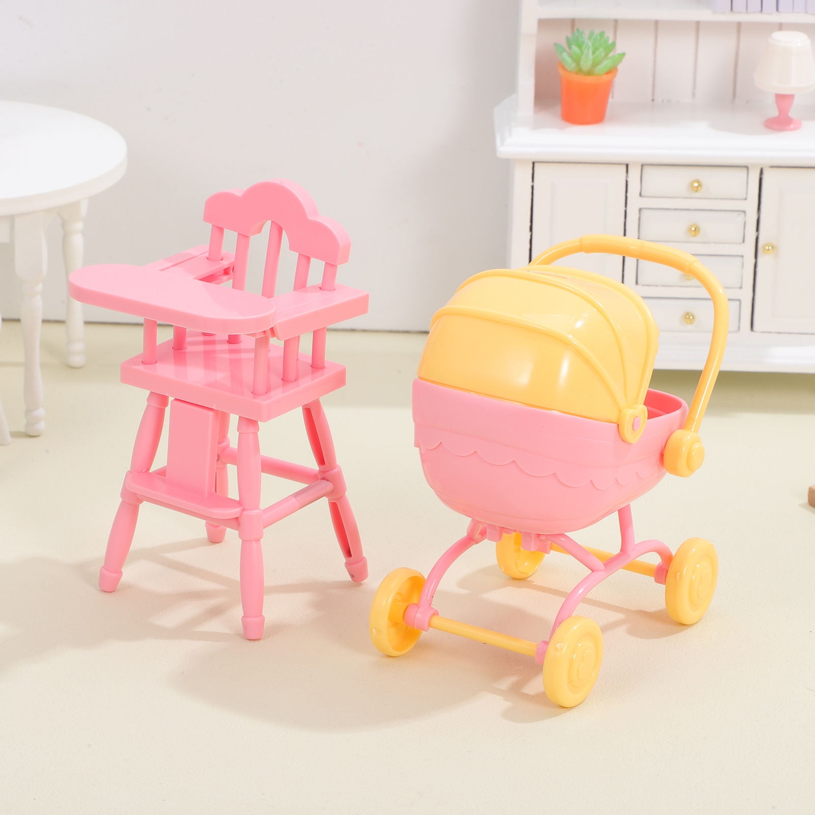 FRCOLOR 1 Set Toy Baby Stroller And High Chair For Dolls Miniature Baby ...