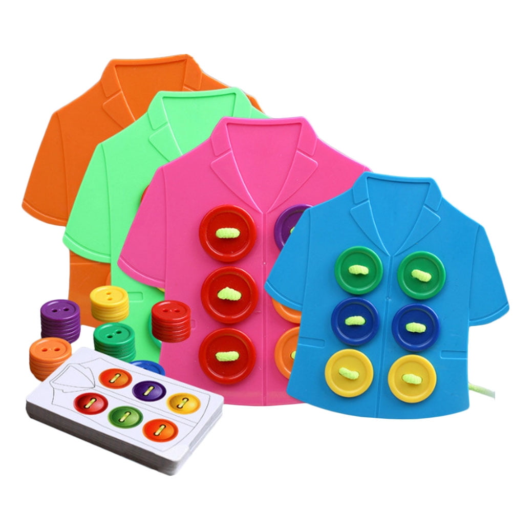 FRCOLOR 1 Set of Button Sewing Toys Toddlers Clothing Threading Toys ...