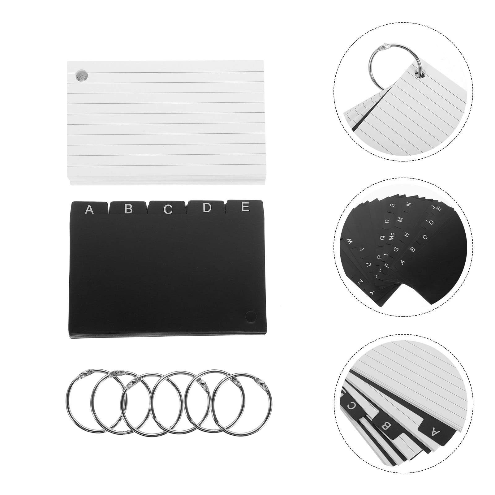 FRCOLOR 1 Set of Flash Cards with Binder Rings Pre-Hole Punched ...