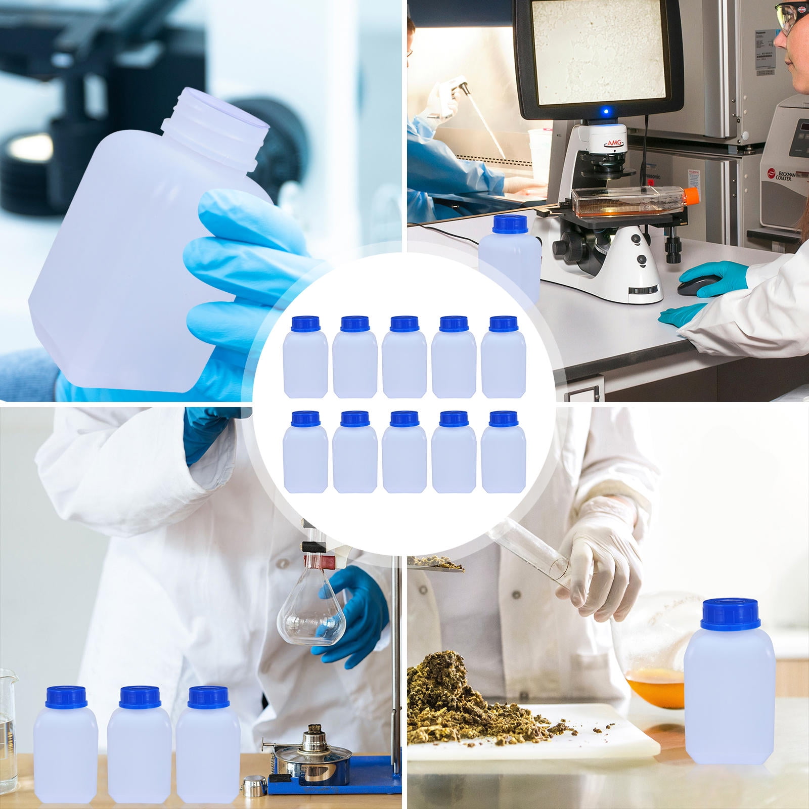 FRCOLOR 10 PCS Plastic Reagent Bottle Sample Sealing Narrow Mouth for ...