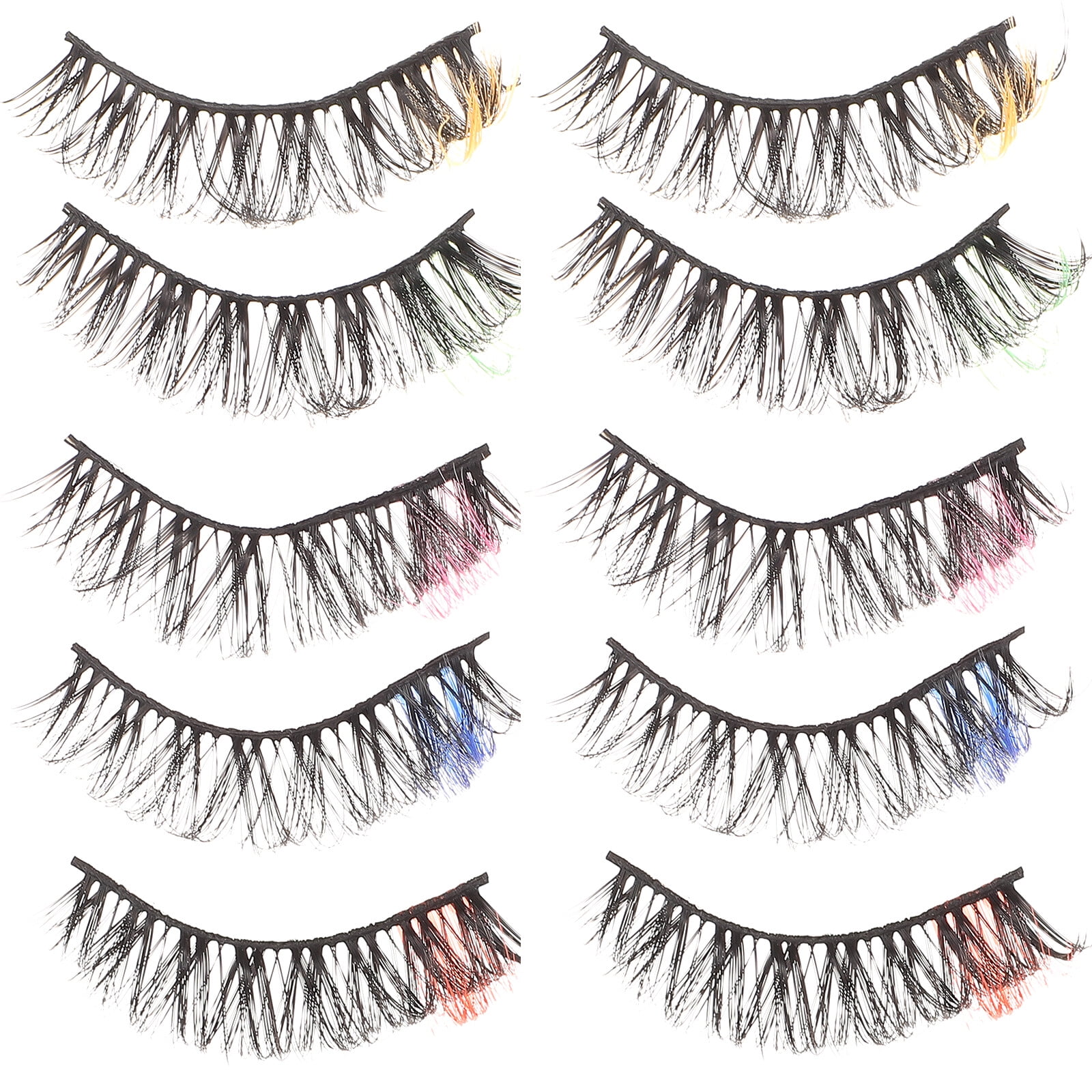 FRCOLOR 10 Pairs Faux Eyelashes Fluffy Colored Lashes Halloween Cosplay ...