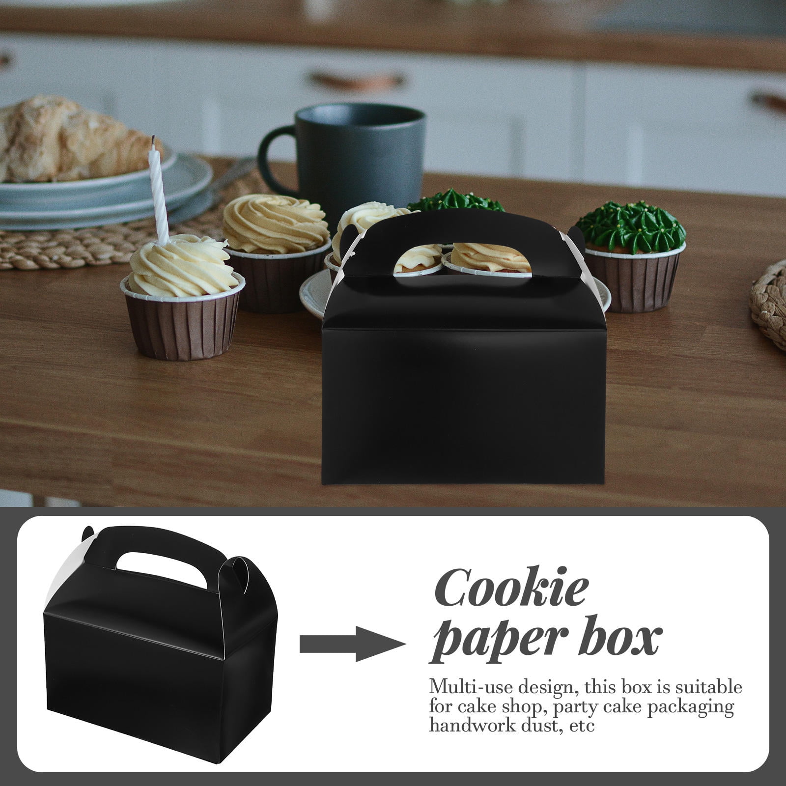 FRCOLOR 10 Pcs Cake Boxes Packing Carton Candies Packaging Black ...