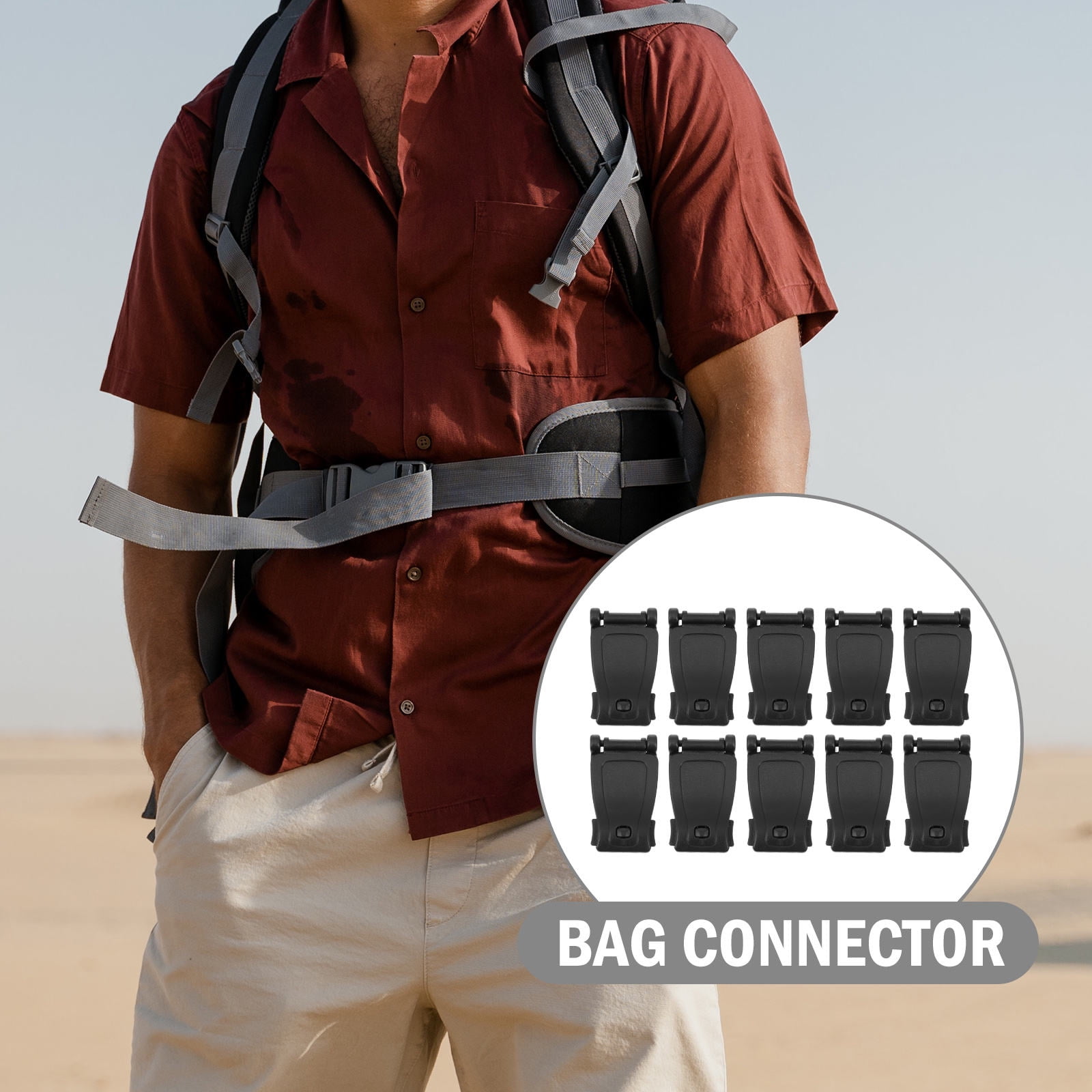 FRCOLOR 10 Pcs Molly Button Webbing Connecting Buckles Straps Black ...