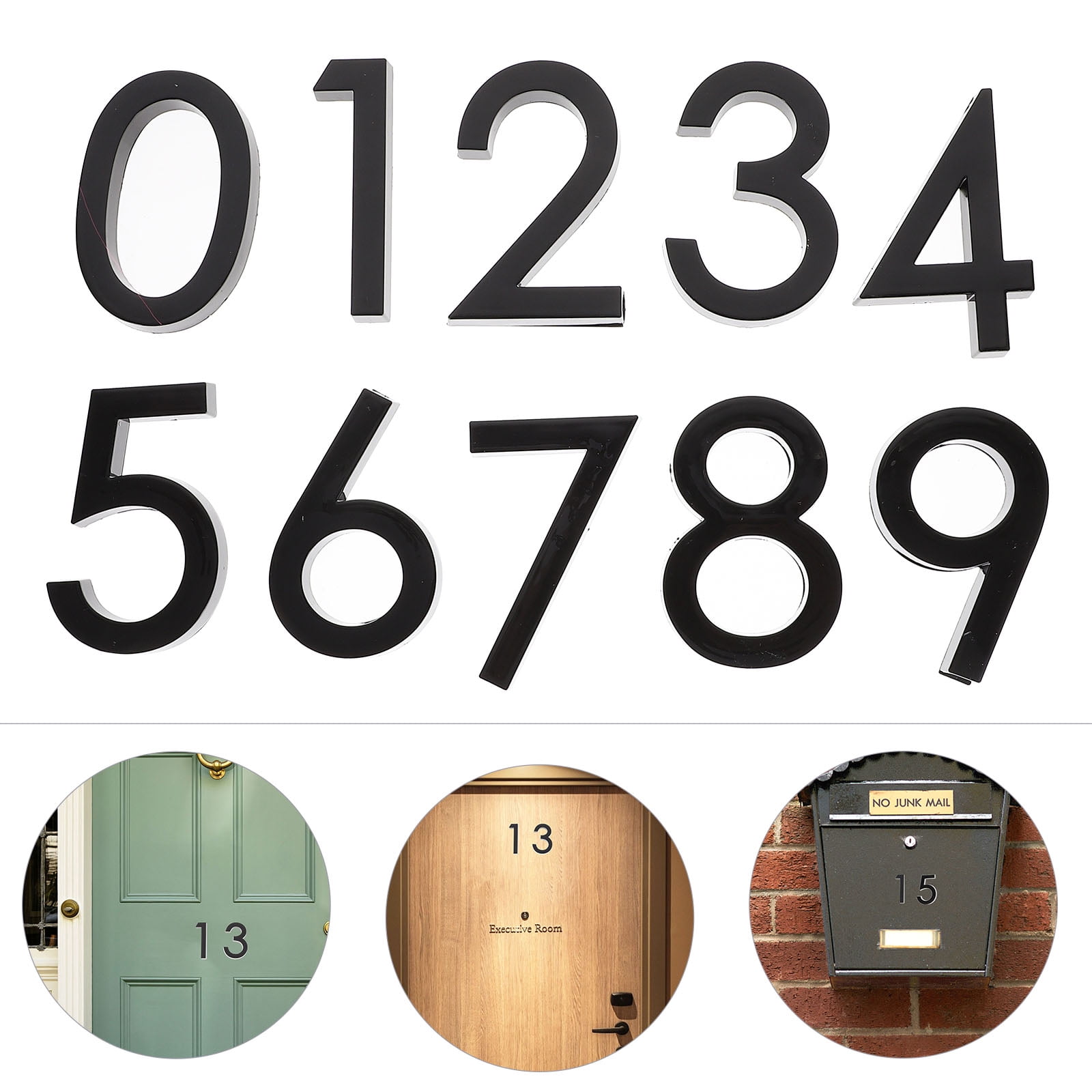 WASHWEPE Number Door Sign Plaque Black ABS Resin 10Pcs 2.8X1.8In ...