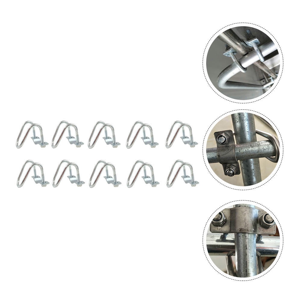 FRCOLOR 10 Pcs U Clamp for Cross Pig Raising Equipment Two Holes Tube ...