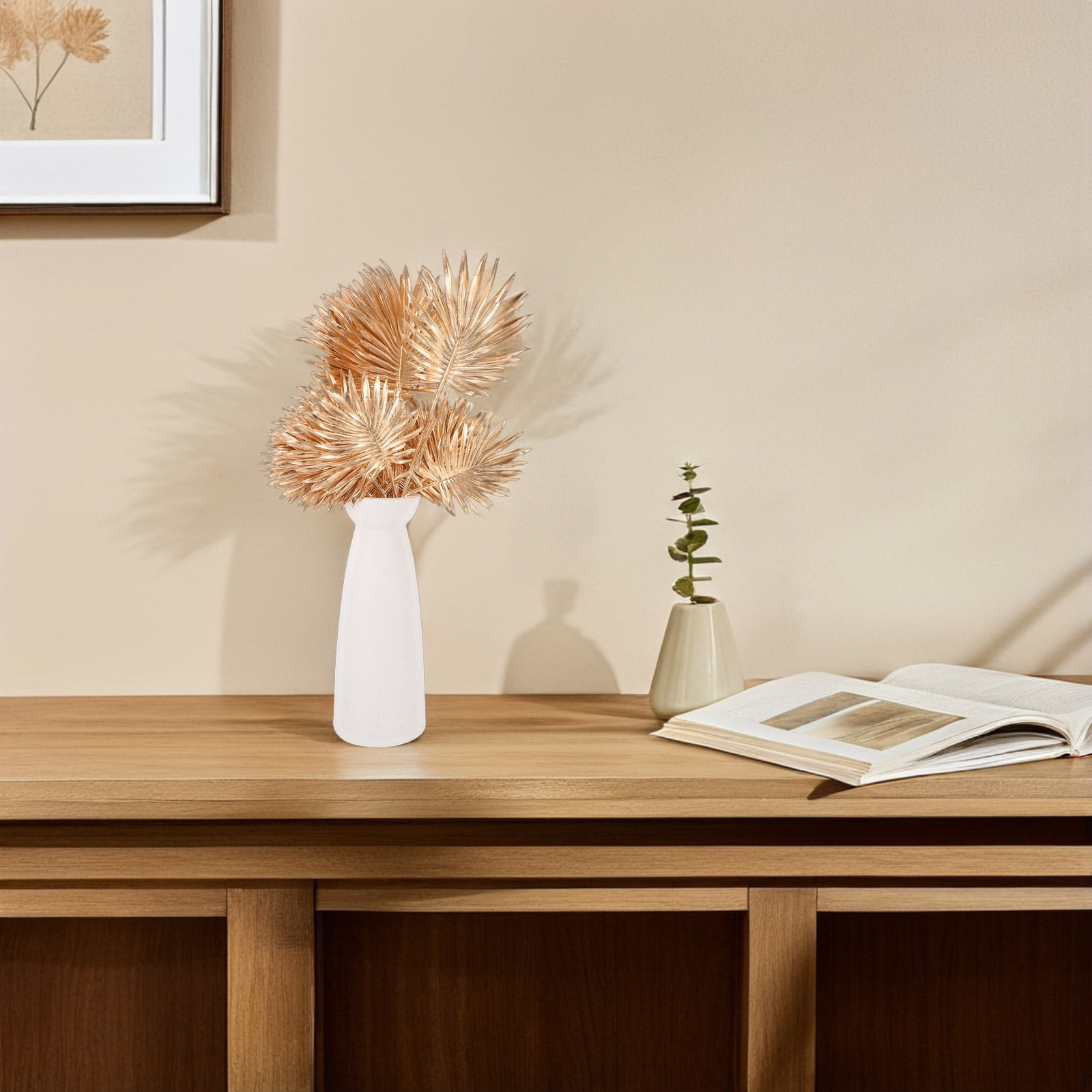 FRCOLOR 10 Stems Artificial Palm Leaves Golden Tropical Leaves With ...