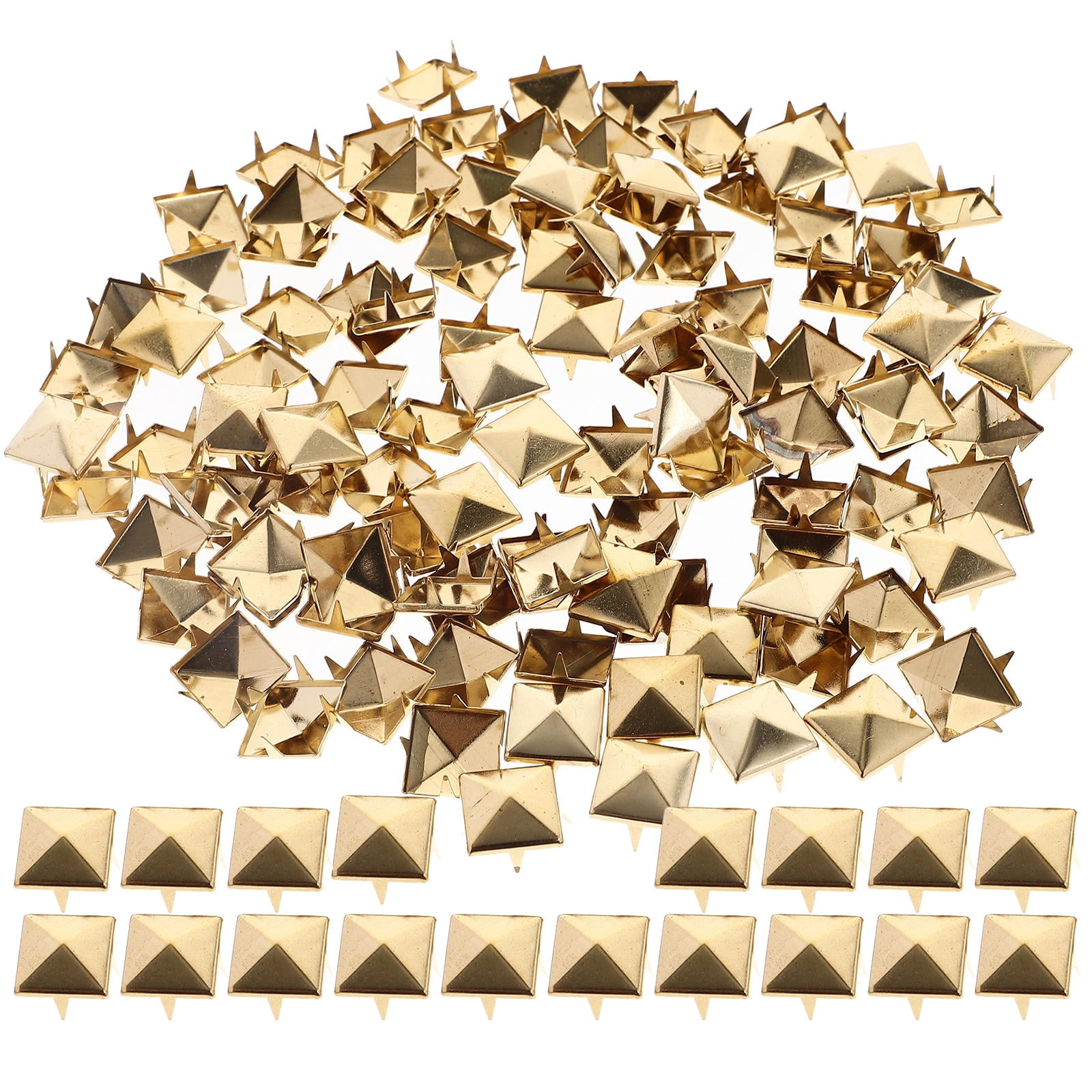 FRCOLOR 100 Pcs Metal Claw Studs Mini Nails Rivets Square Spike Golden ...