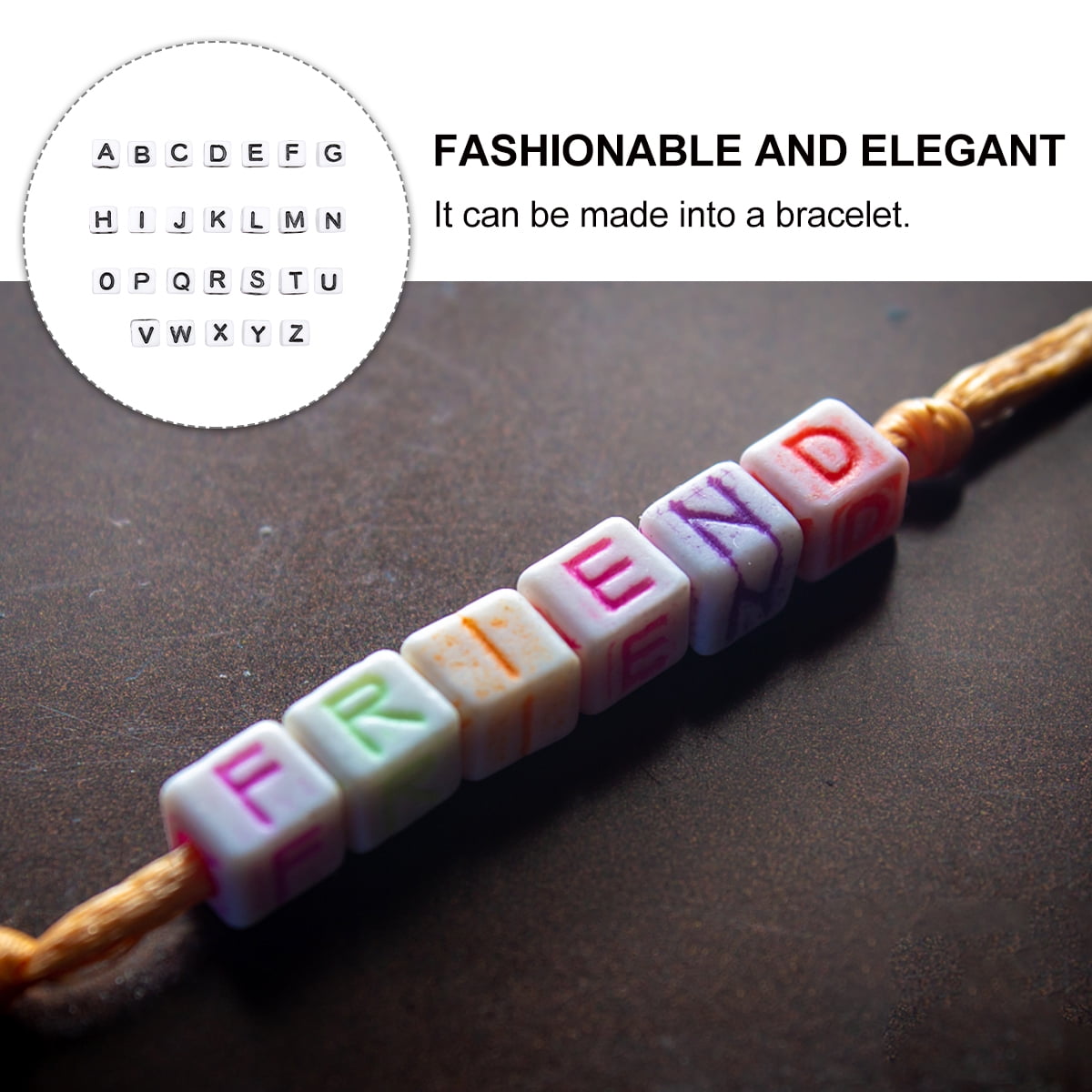 FRCOLOR 100 Pcs White Jade Alphabet and Number Beads Square Letter ...