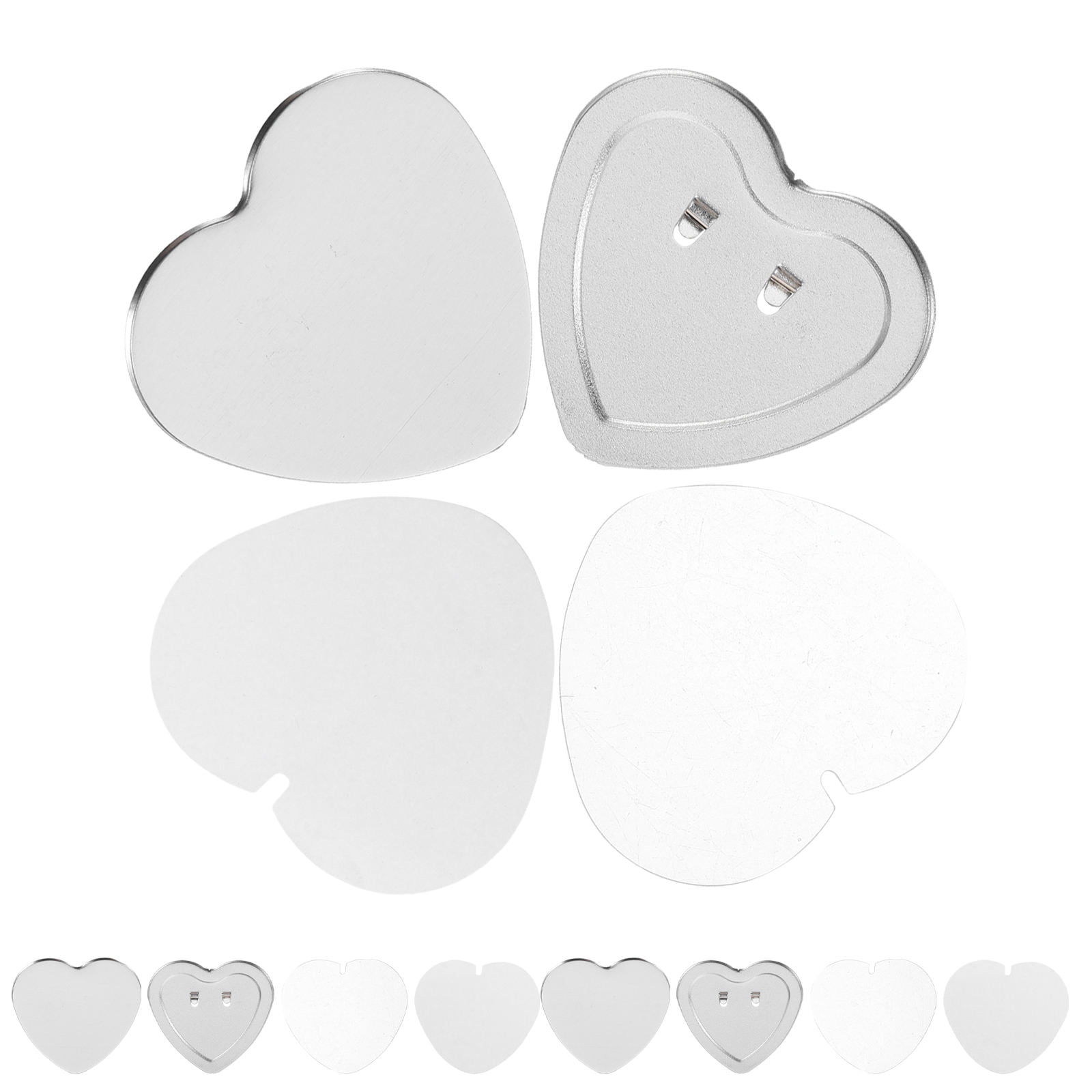 FRCOLOR 100 Sets Metal Heart Shaped Button Making Supplies Blank Button ...