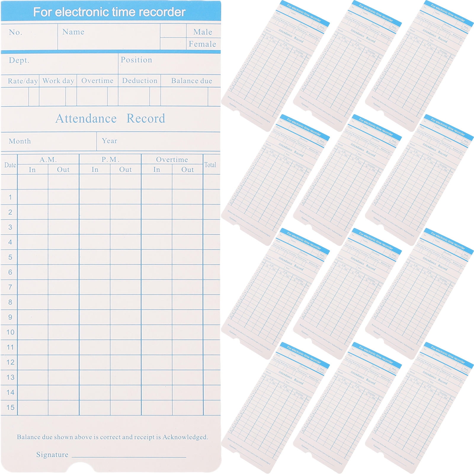 FRCOLOR 100 Sheets Employee Monthly Attendance Paper Jam Office ...