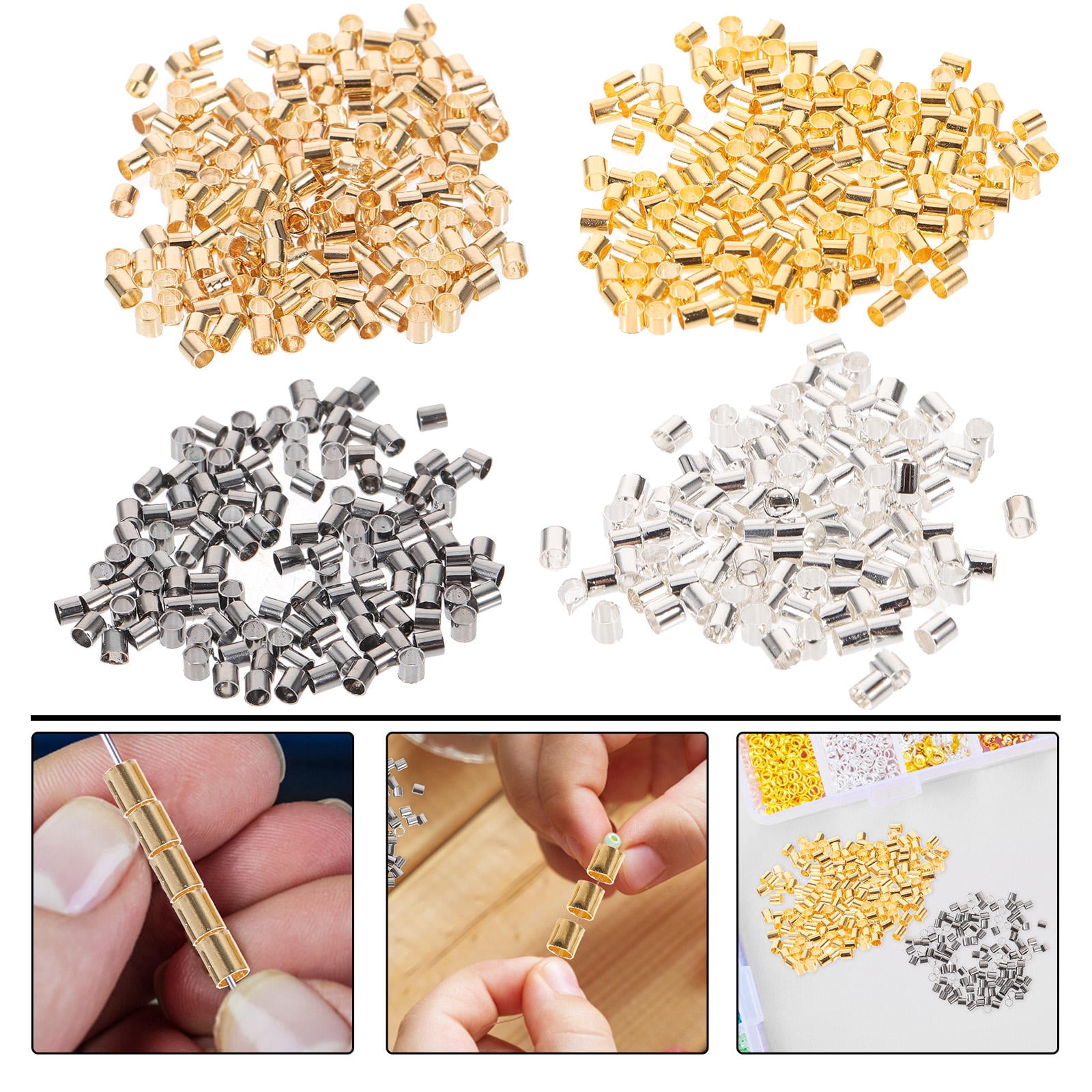FRCOLOR 1000 Pcs Crimp Bead Accessories Beading Materials DIY Craft ...